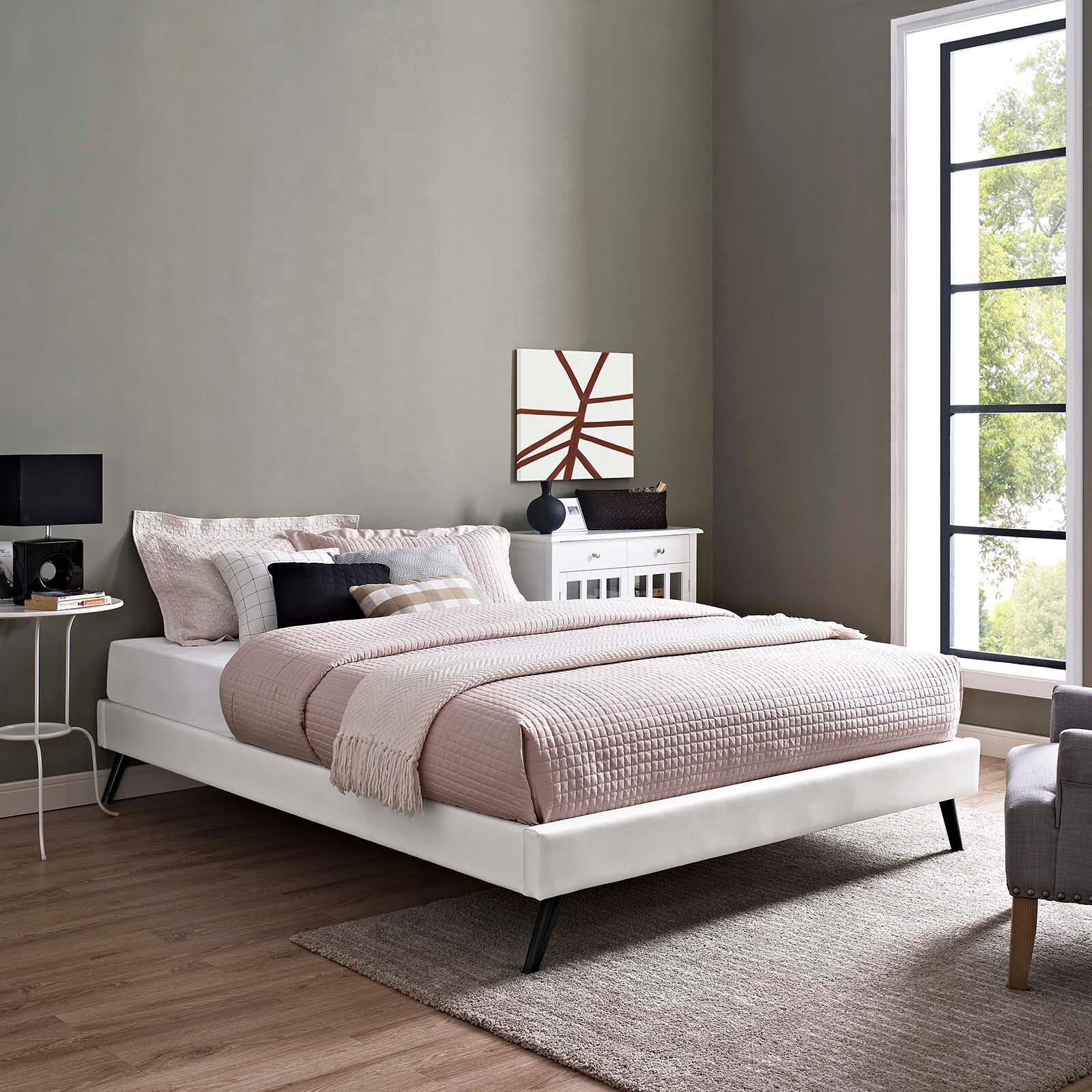 Click here for Loryn Queen Vinyl Platform Bed  White prices