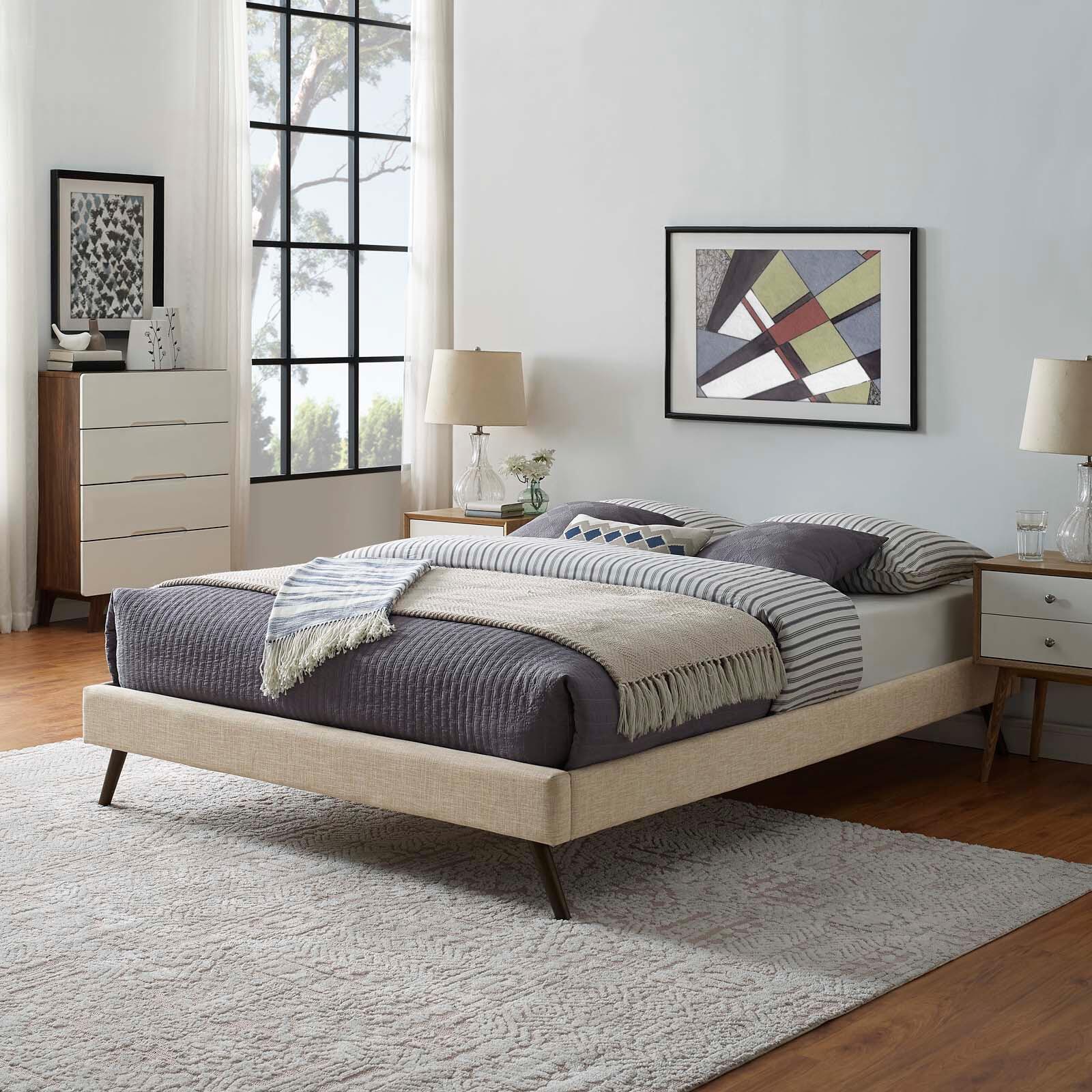 Click here for Loryn Queen Fabric Platform Bed  Beige prices