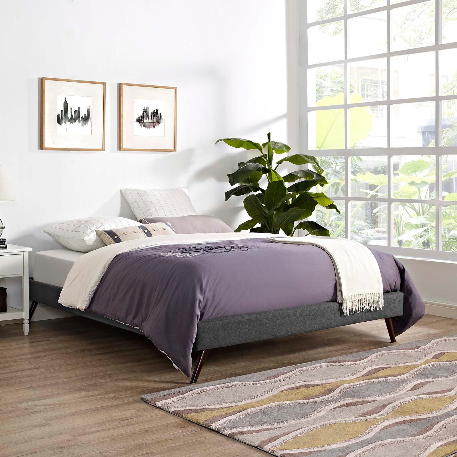 Click here for Loryn Queen Fabric Platform Bed  Gray prices