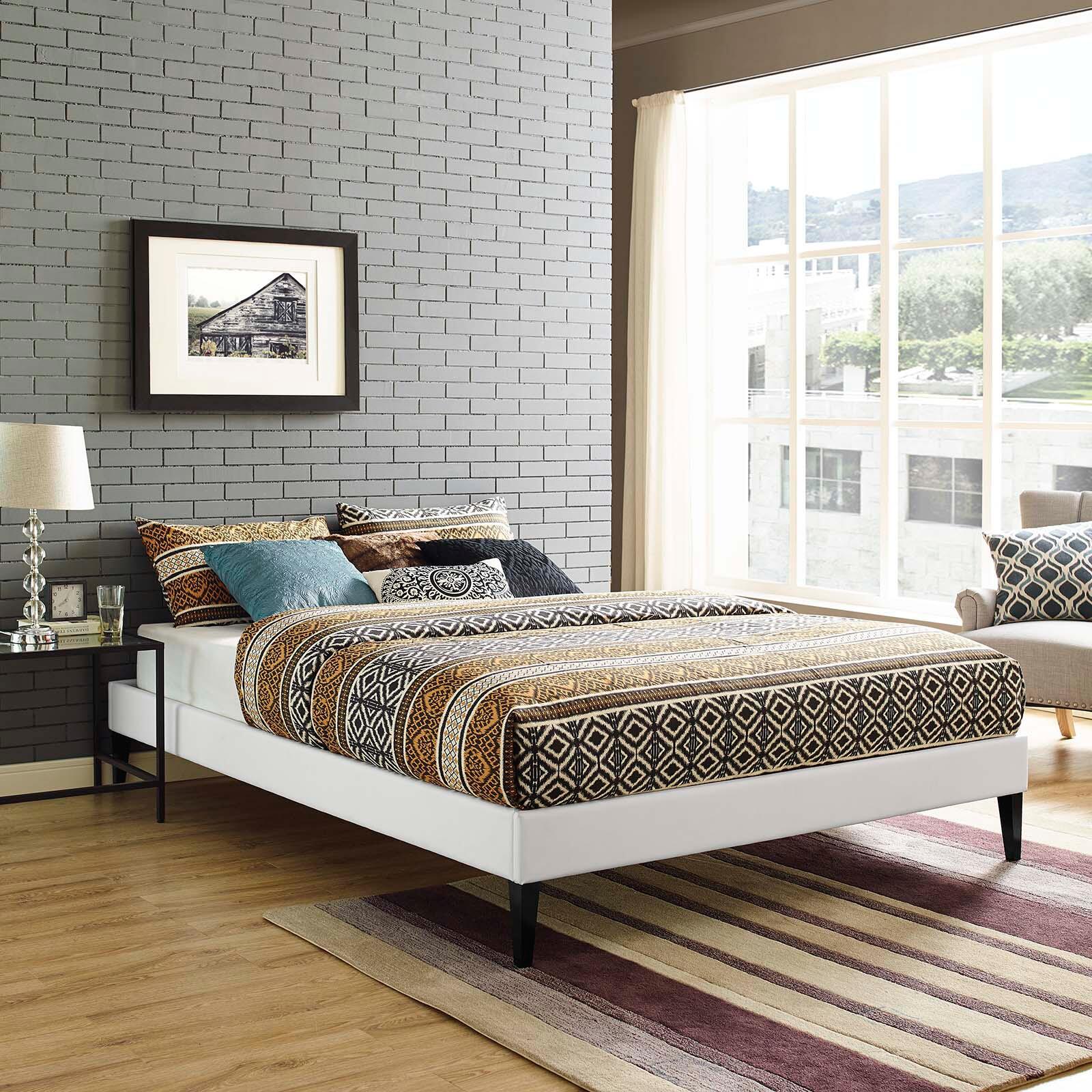 Click here for Tessie Queen Vinyl Platform Bed  White prices