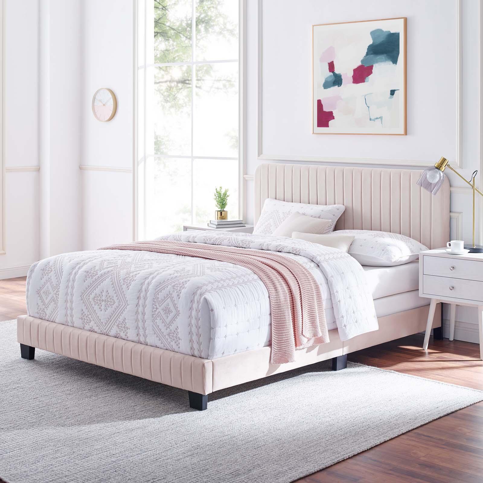 Click here for Celine Channel Tufted Velvet Bed  Pink prices