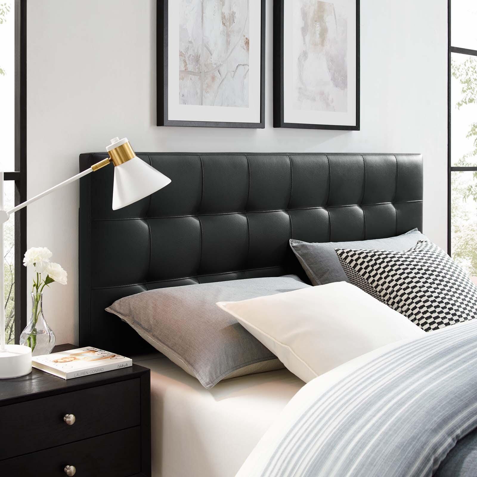 Click here for Lily Queen Upholstered Vinyl Headboard  Black prices