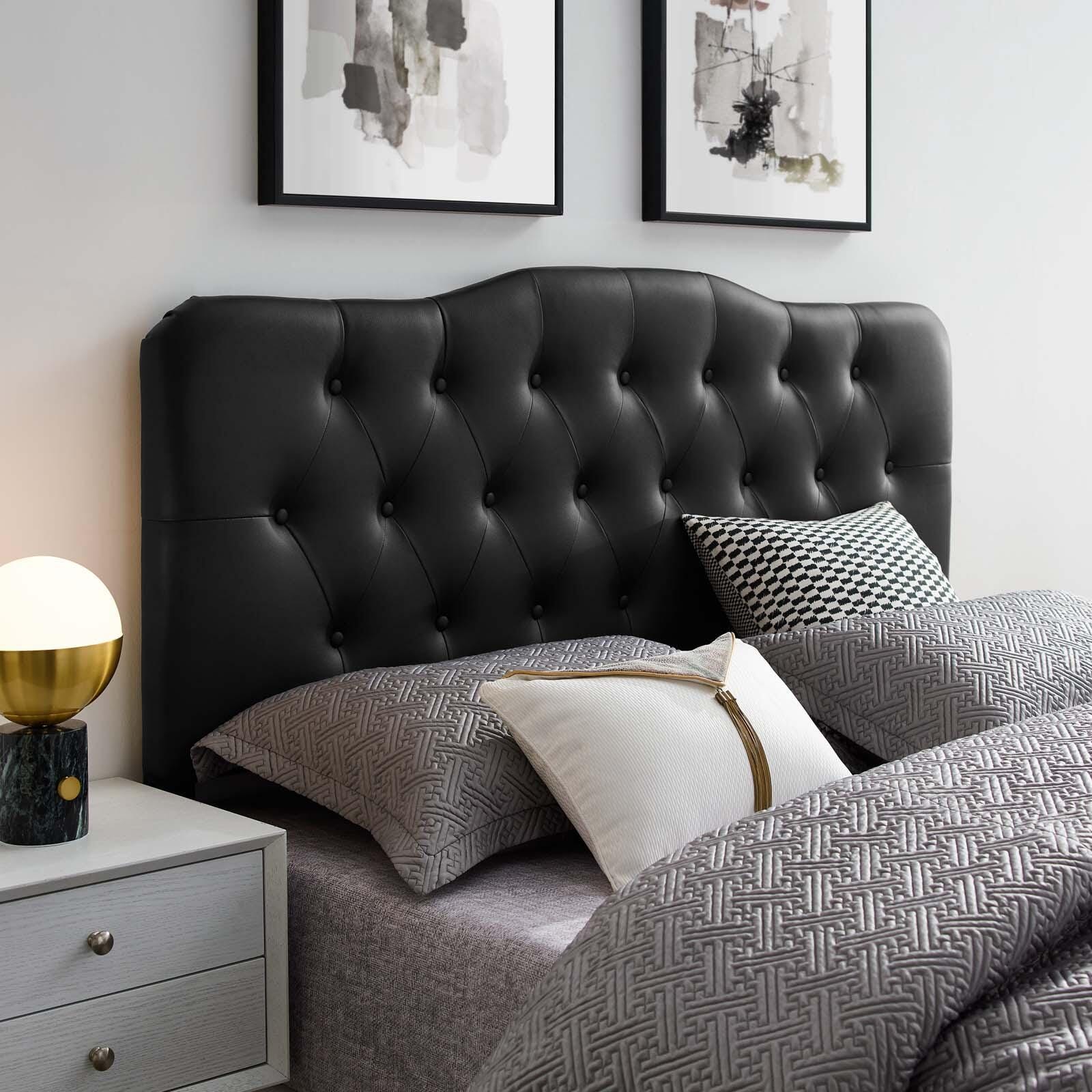 Click here for Annabel Queen Upholstered Vinyl Headboard  Black prices