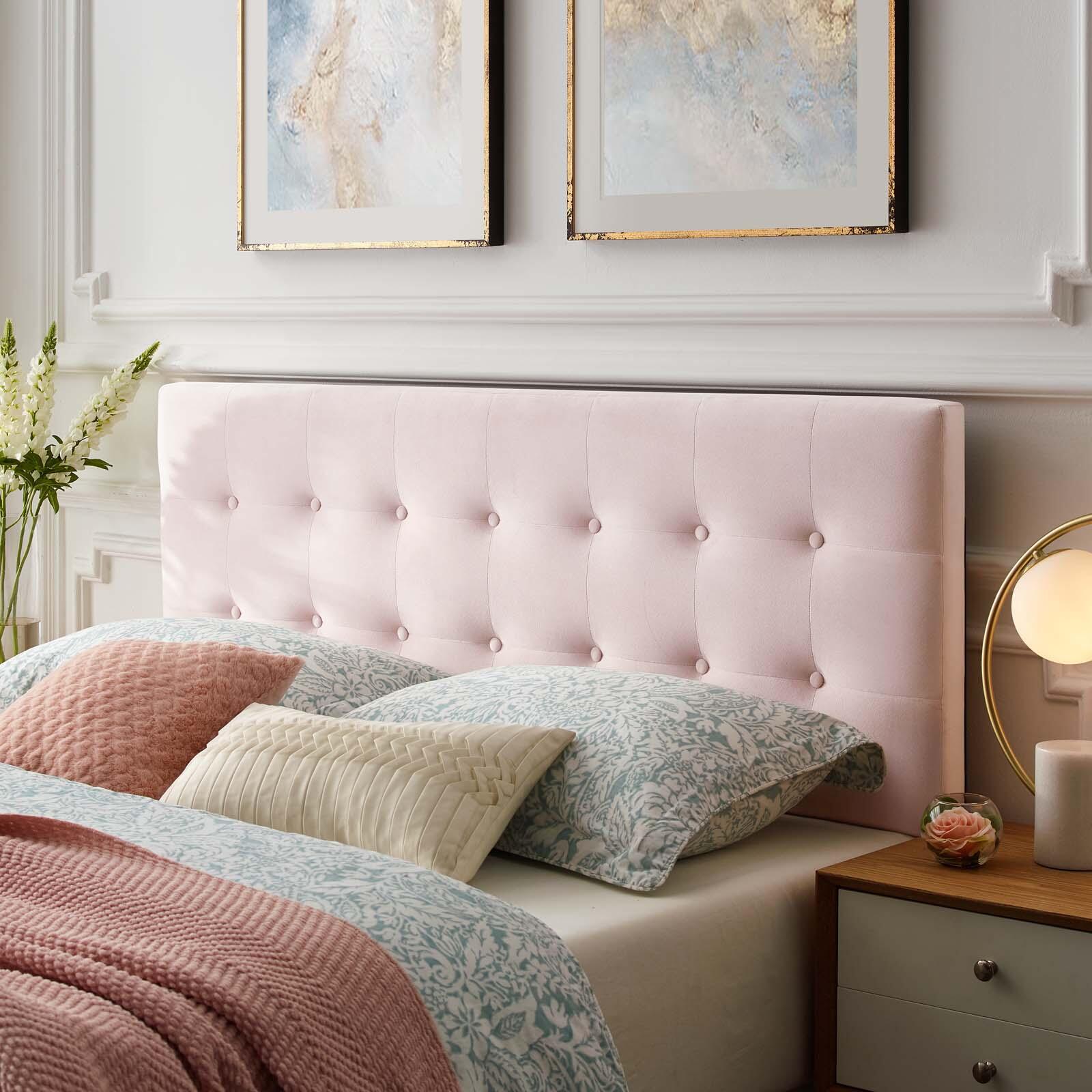Click here for Emily Biscuit Tufted Velvet Headboard  Pink prices