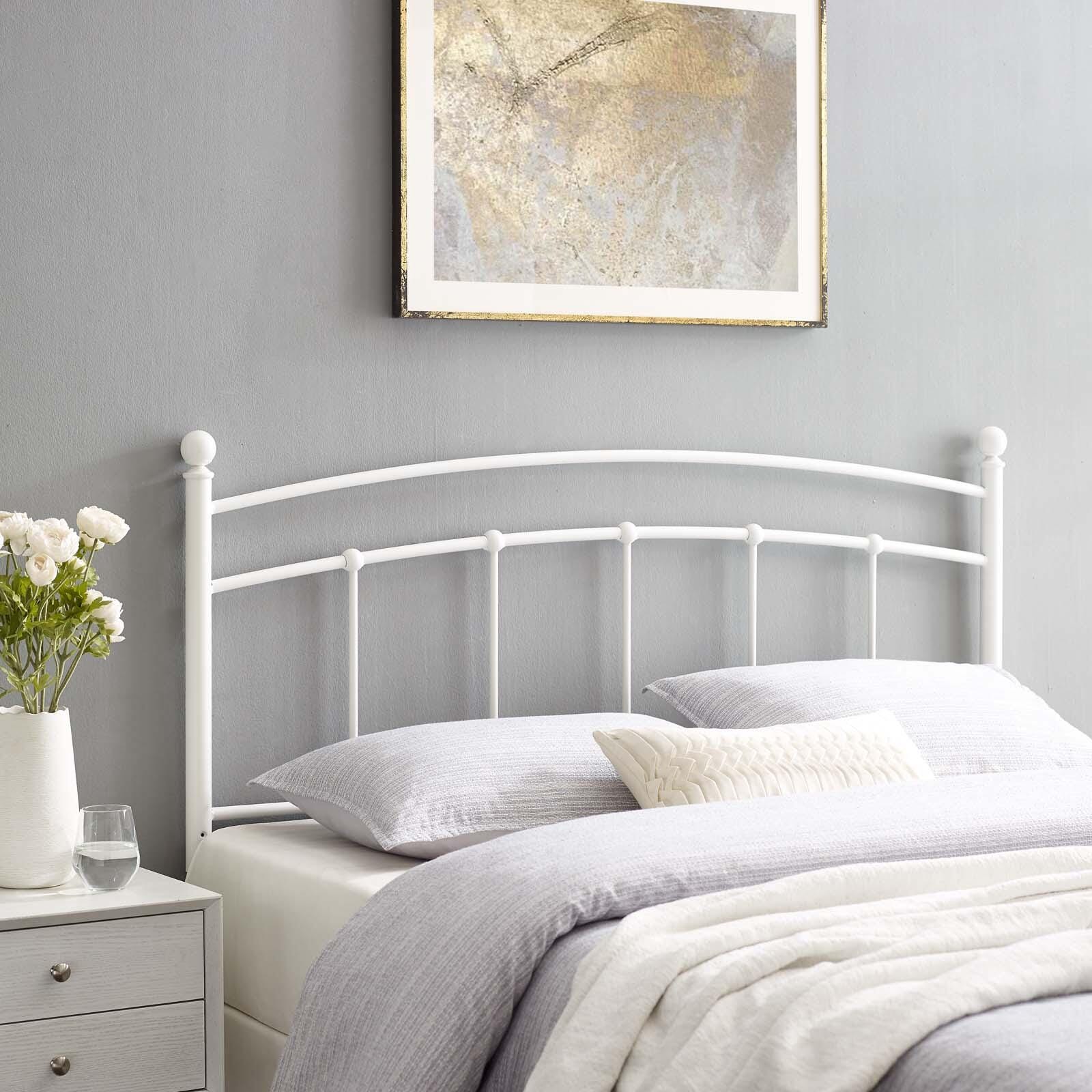 Click here for Abigail King Metal Headboard  White prices