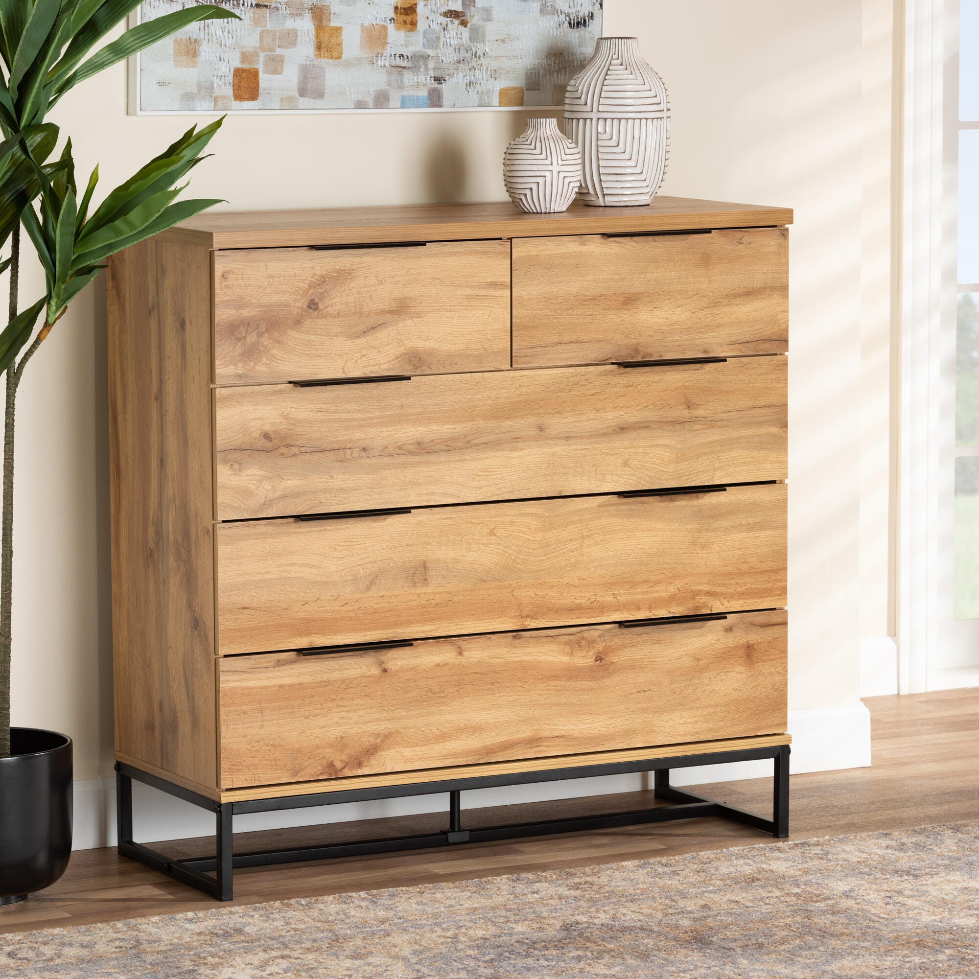 Click here for Baxton Studio Franklin 5-Drawer Bedroom Chest  Oak... prices