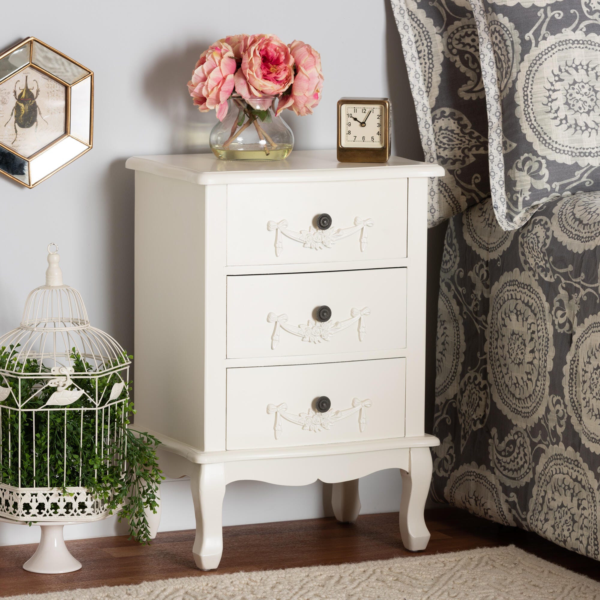 Click here for Baxton Studio Callen 3-Drawer Nightstand  White prices