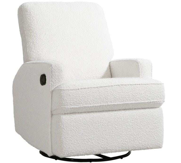 Click here for Tucker Boucle Swivel Recliner prices
