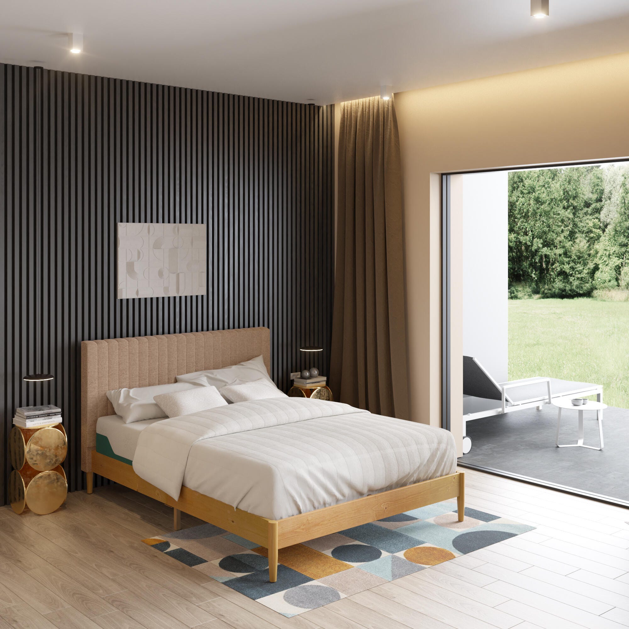 Click here for ZINUS Platform Full Bed with Channel Tufted Headbo... prices