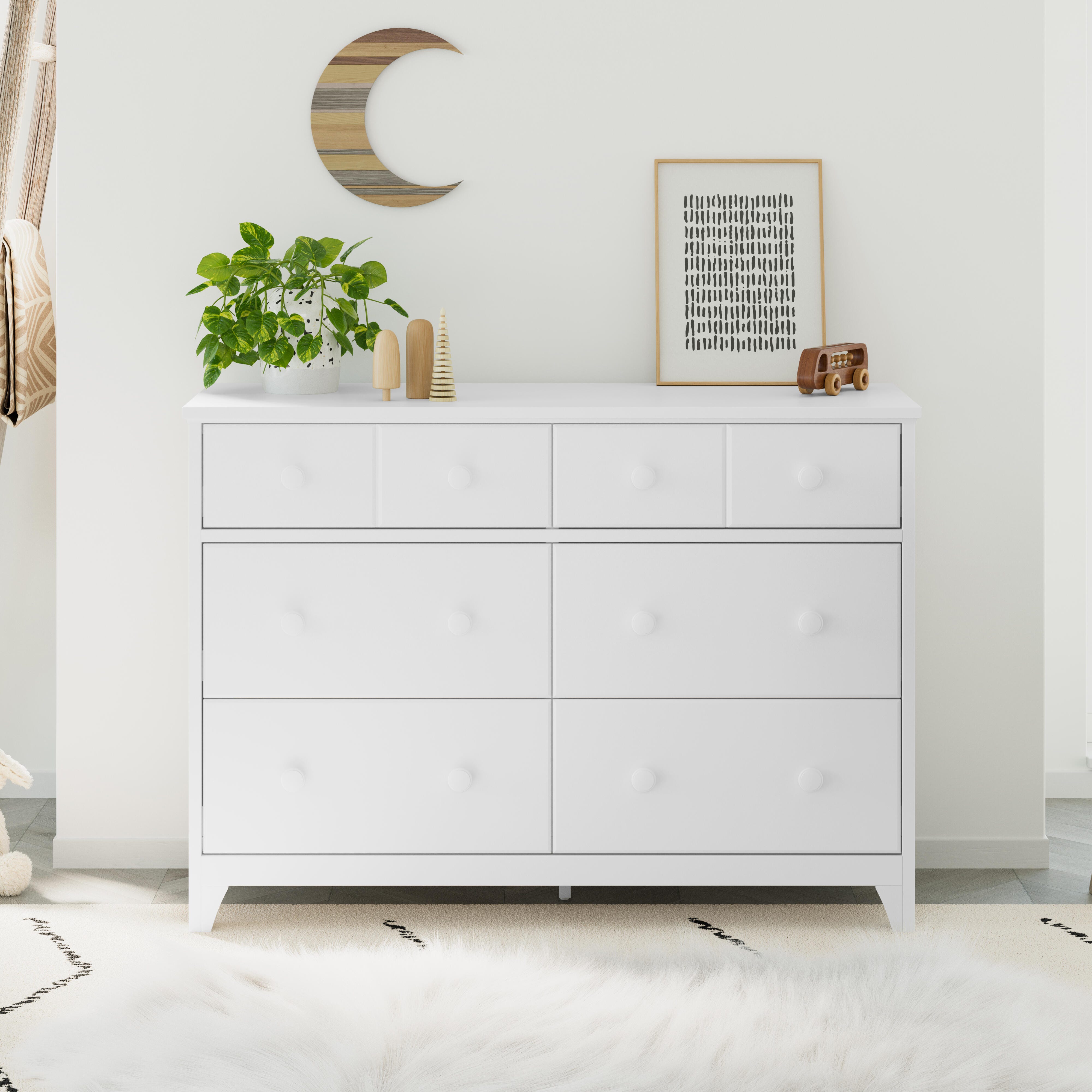 Click here for Storkcraft Moss 6 Drawer Double Dresser  White prices
