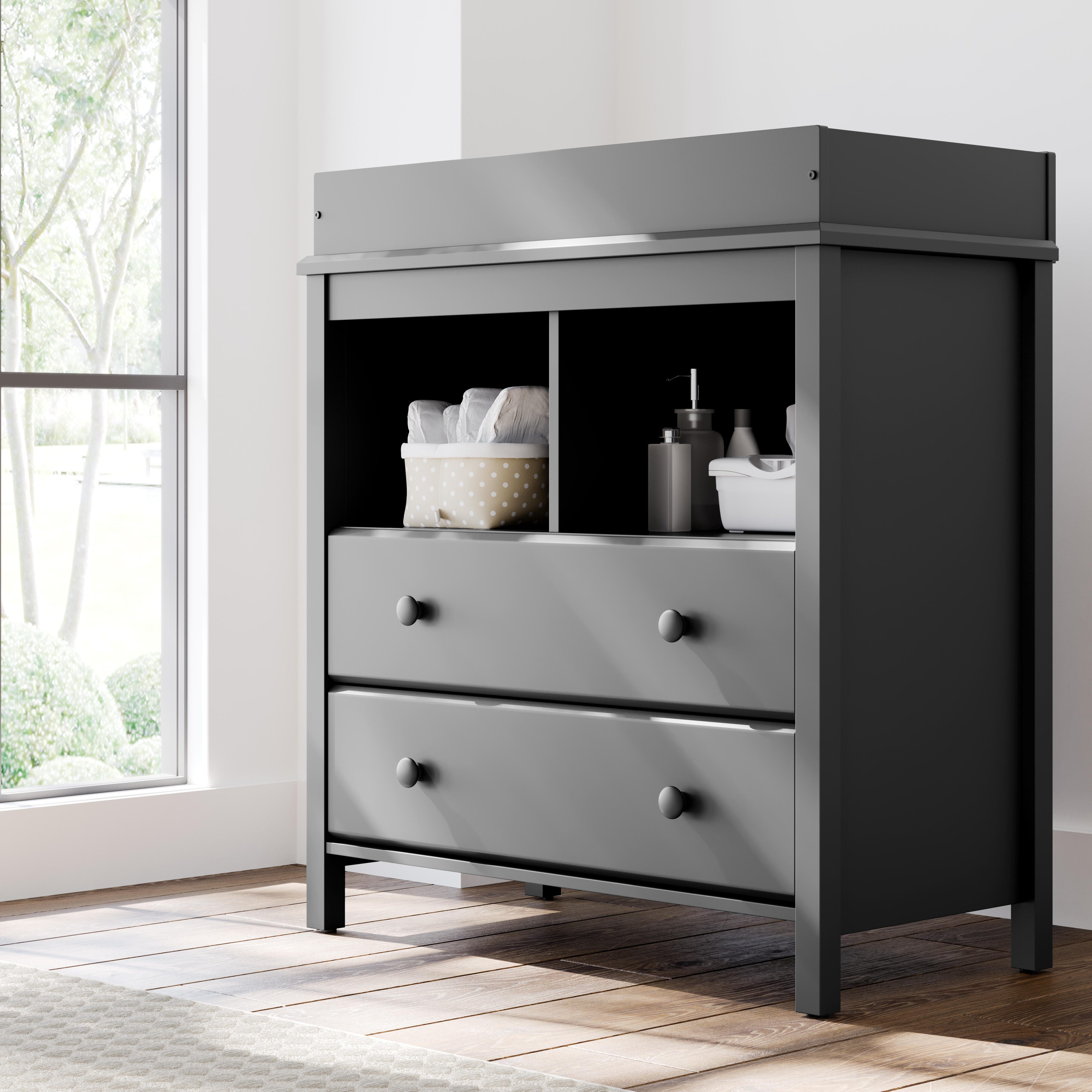 Click here for Storkcraft Alpine 2-Drawer Changing Chest  Gray prices