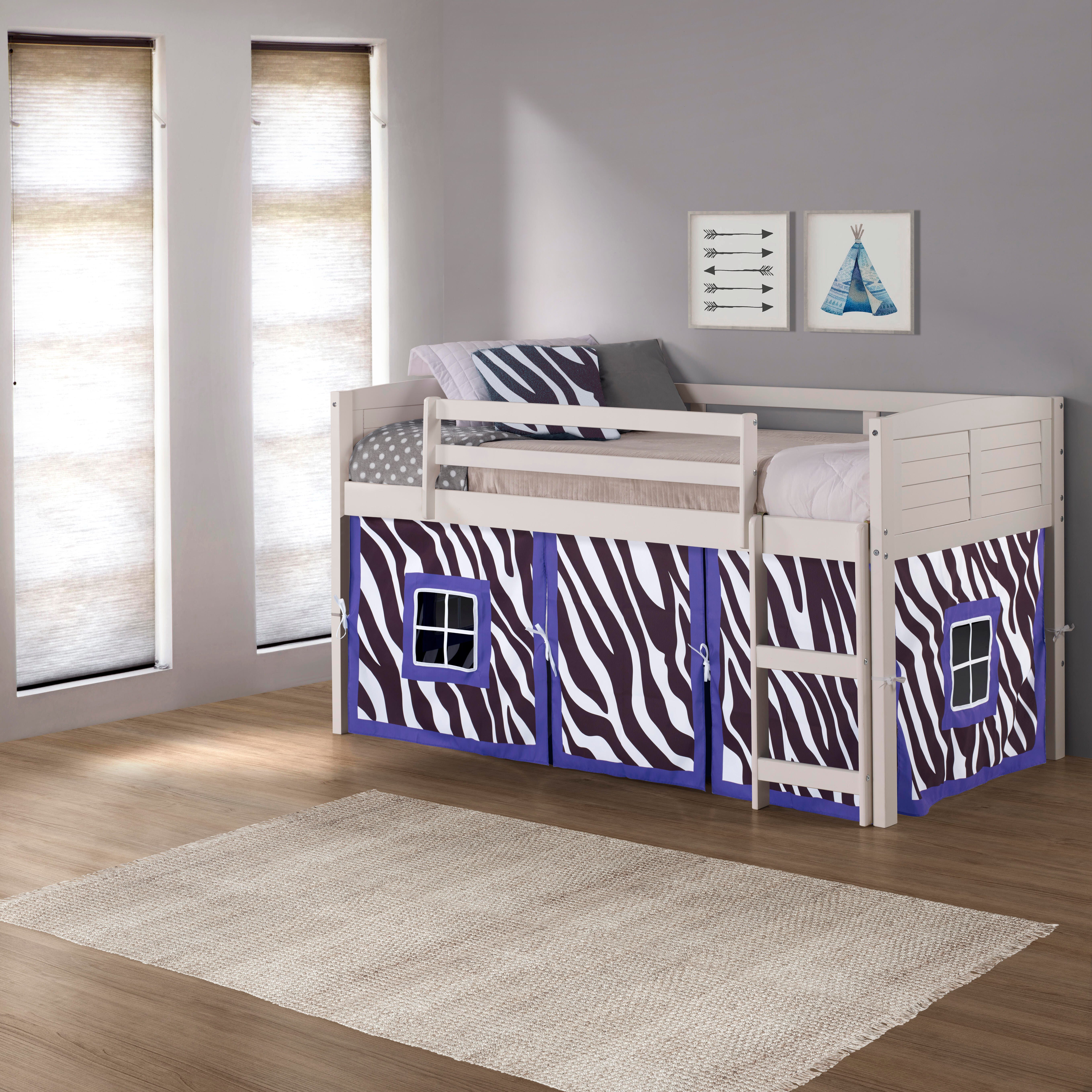 Click here for Donco Kids Louver Twin Loft Bed with Tent  White/Z... prices