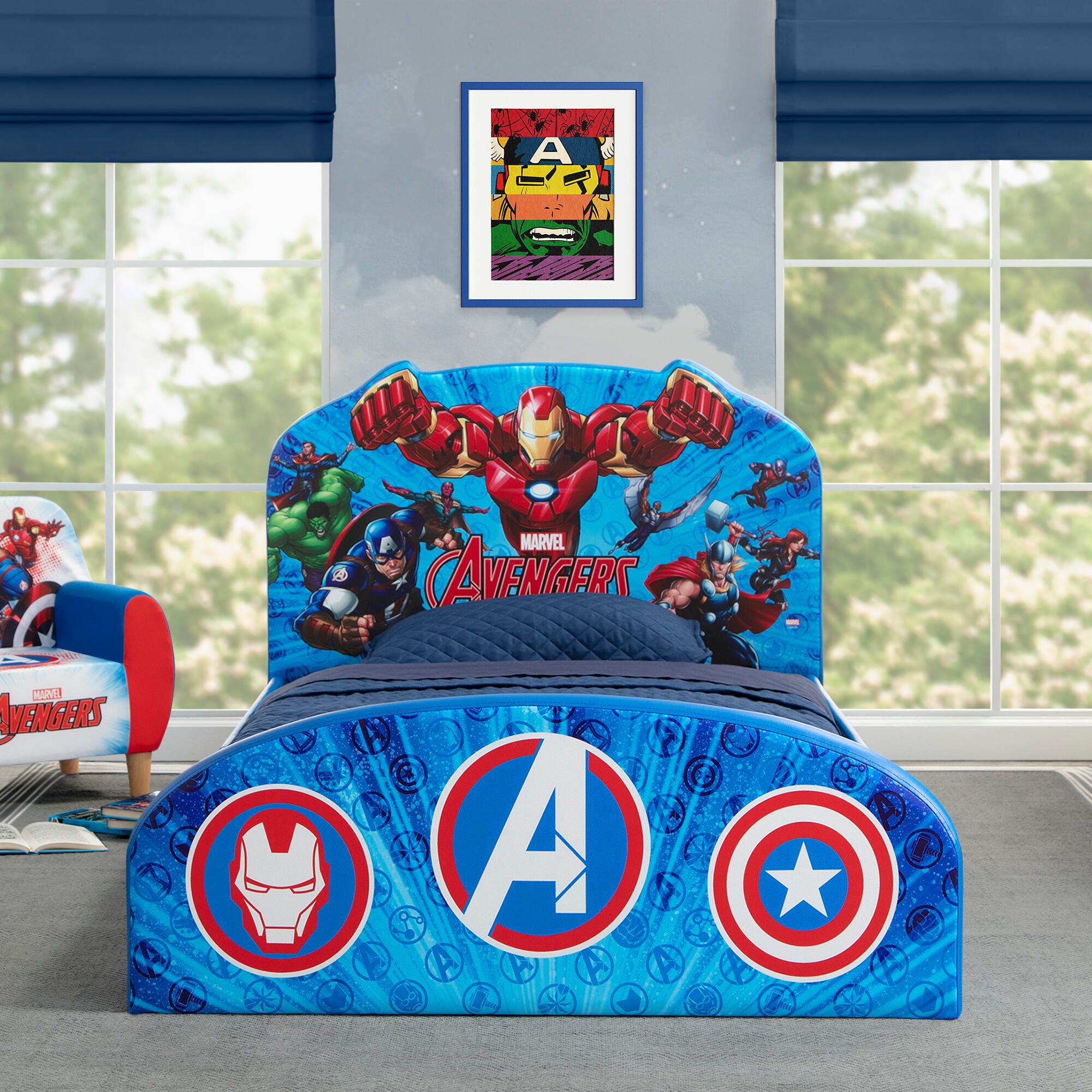 Click here for Delta Children Marvel Avengers Upholstered Twin Be... prices
