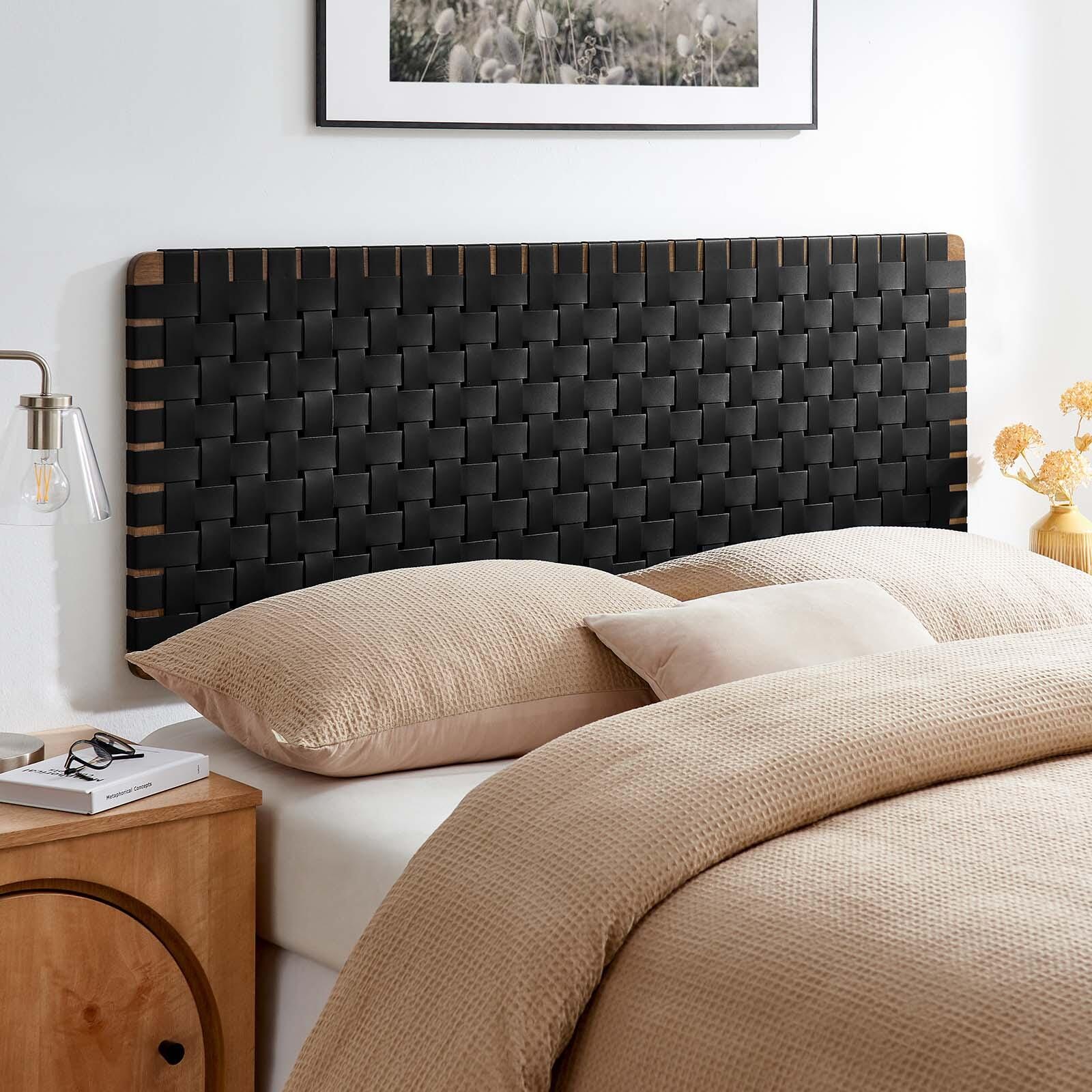 Click here for Sparta Weave Wall-Mount Queen Vegan Leather Headbo... prices
