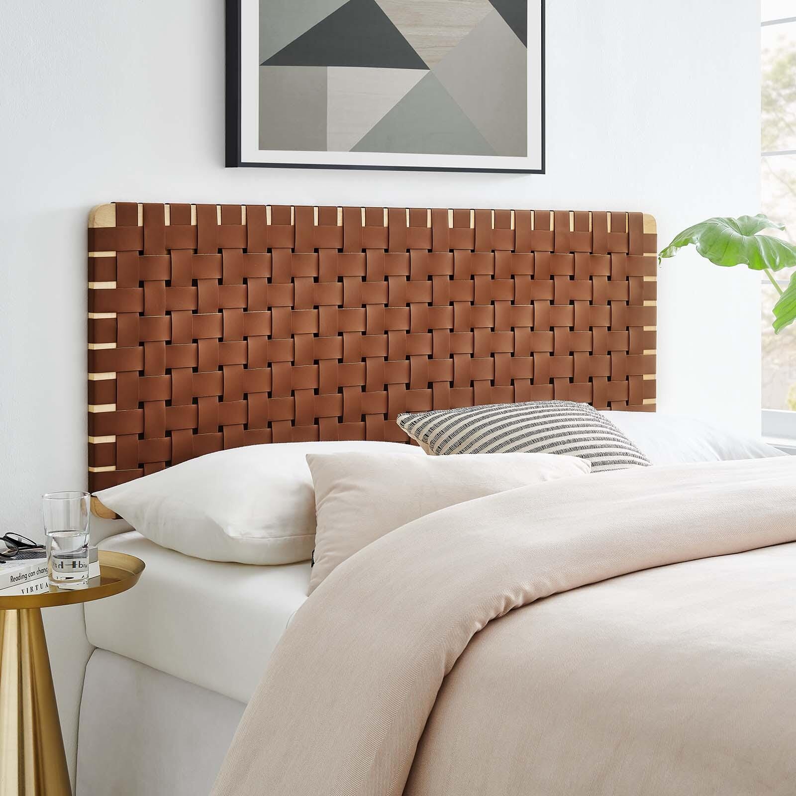 Click here for Sparta Weave Wall-Mount Full Vegan Leather Headboa... prices