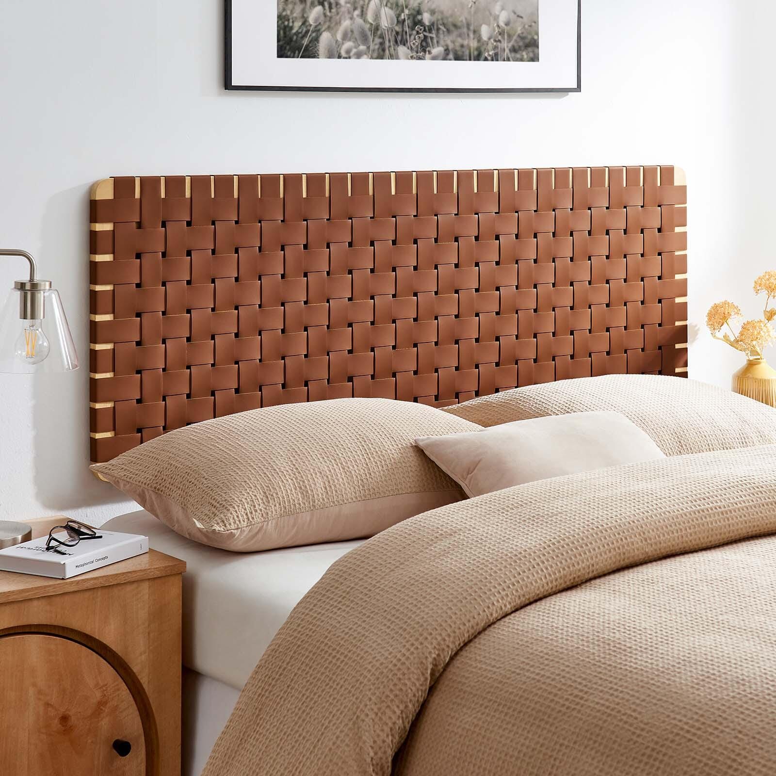 Click here for Sparta Weave Wall-Mount Queen Vegan Leather Headbo... prices