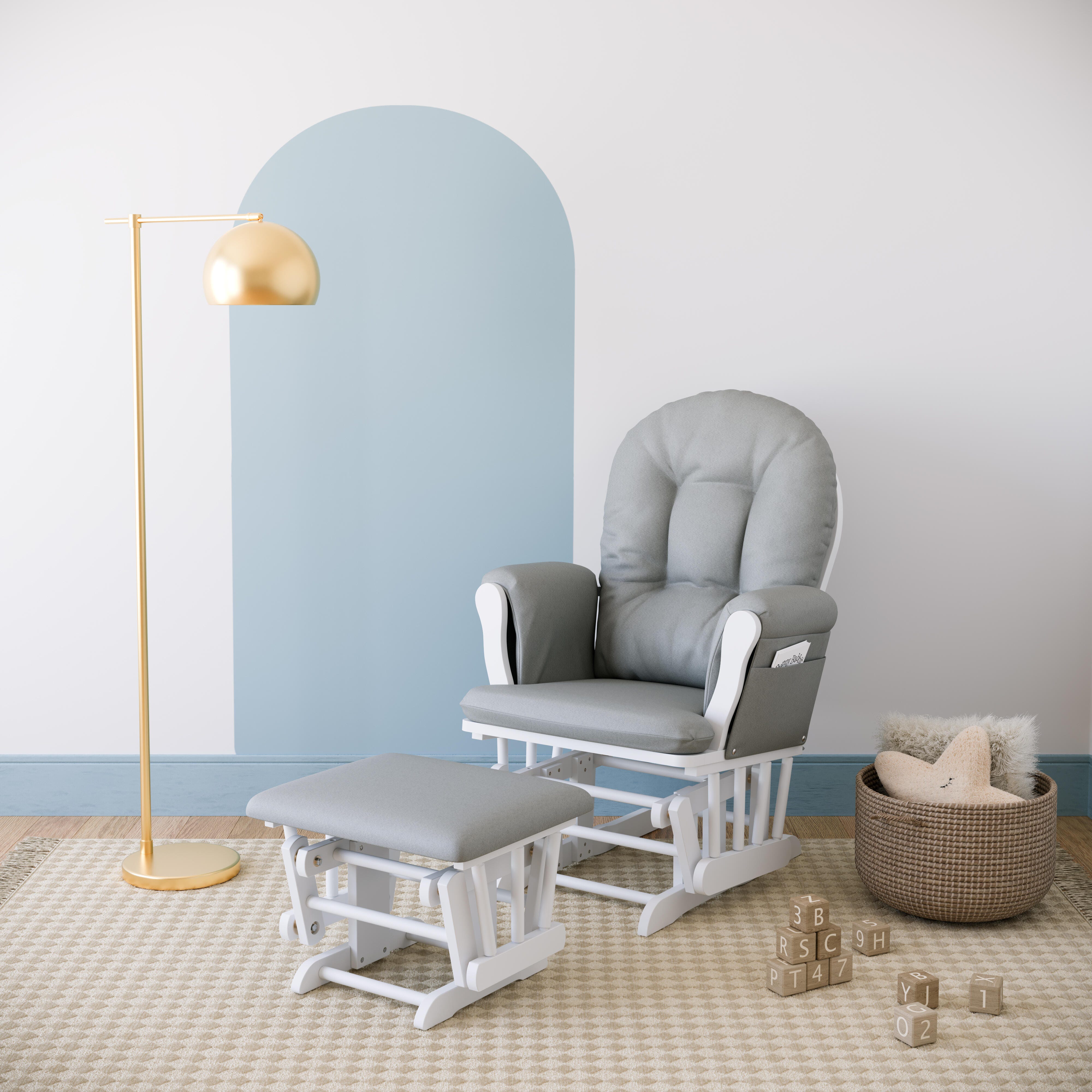 Click here for Storkcraft Hoop Glider and Ottoman  White/Light Gr... prices