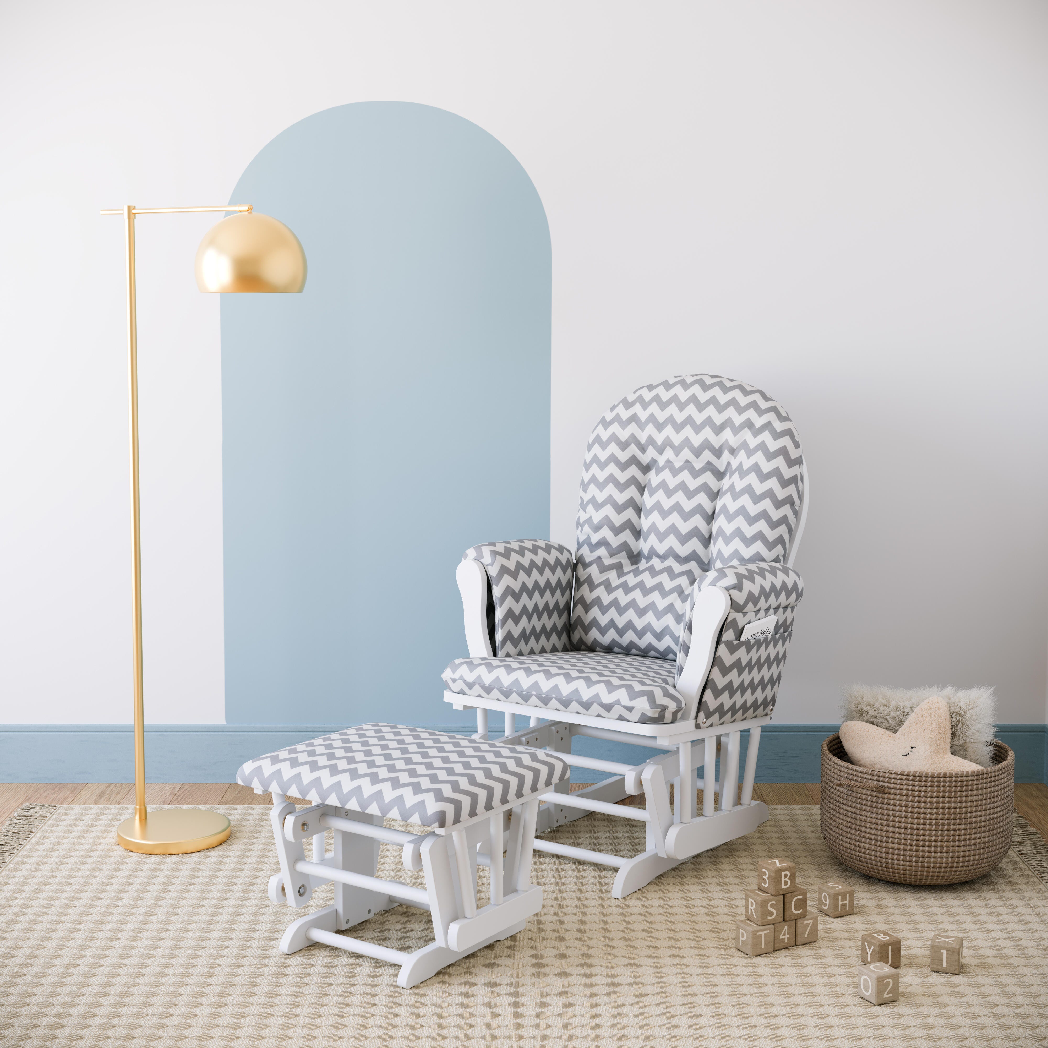 Click here for Storkcraft Hoop Glider and Ottoman  White/Gray Che... prices