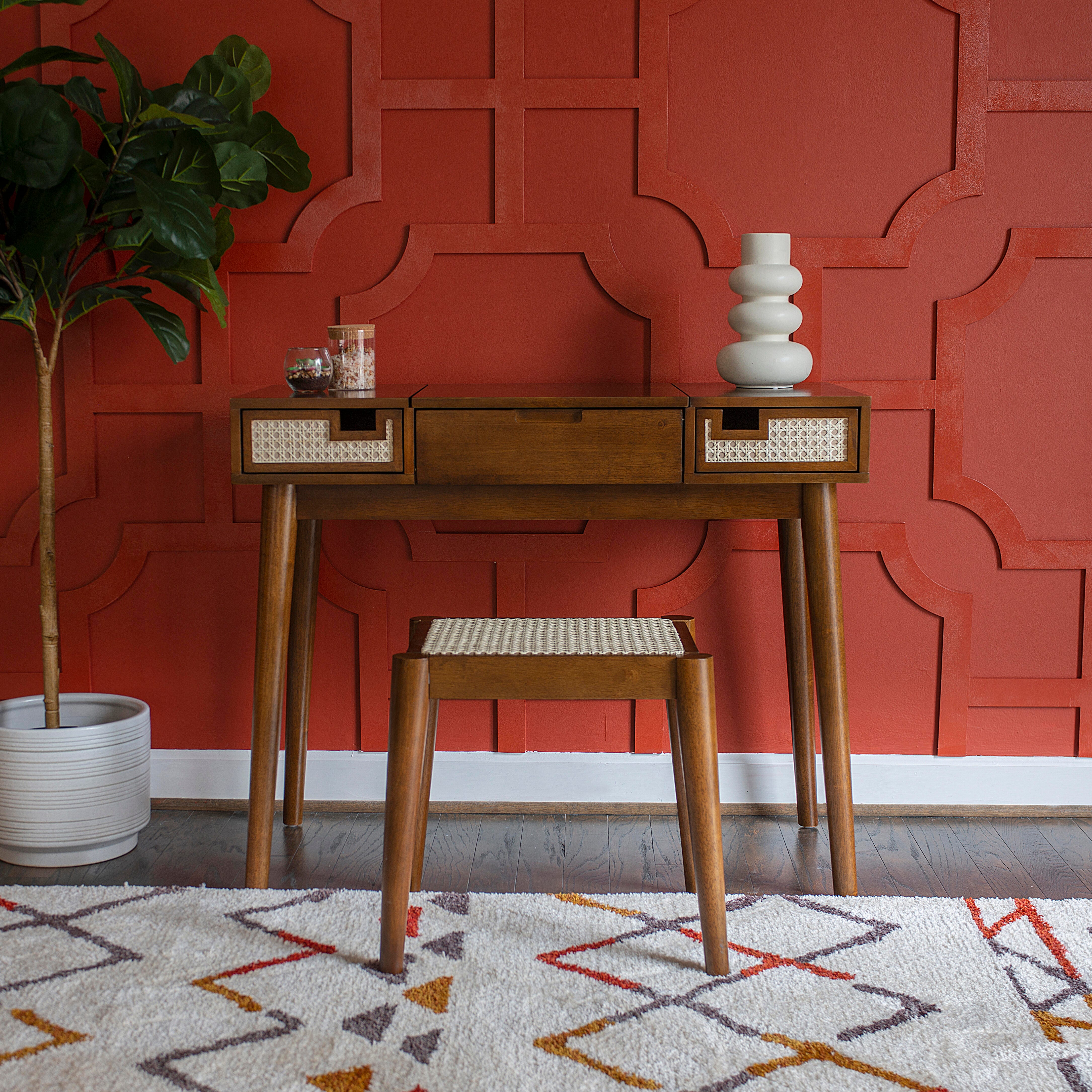 Click here for Linon Carson Cane Front Vanity Set with stool  Bro... prices