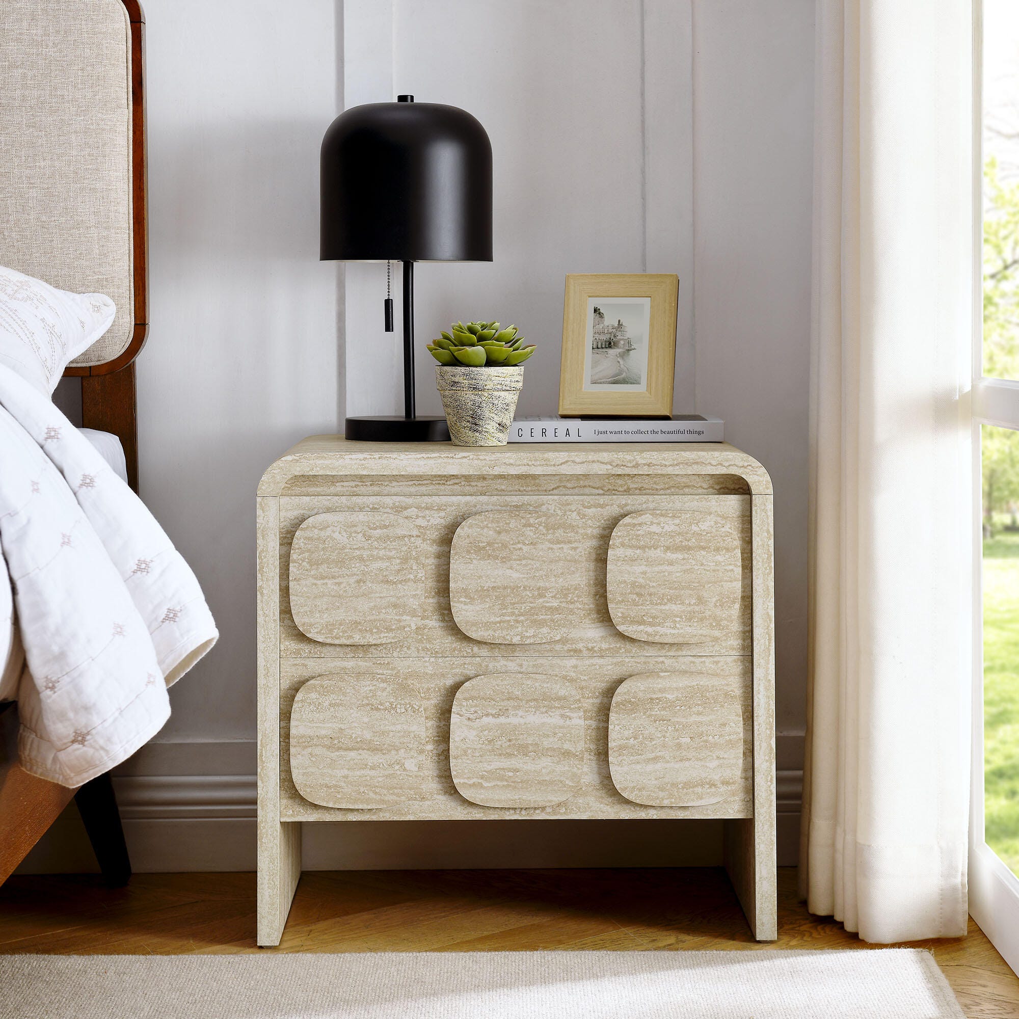 Click here for Modway Toscana 23 2 Drawer Nightstand  Travertine prices