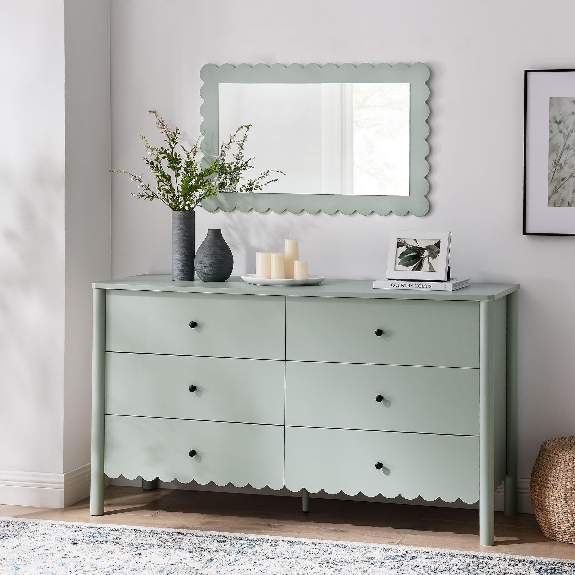 Click here for Modway Emmeline Scalloped 59 6 Drawer Dresser  Sag... prices