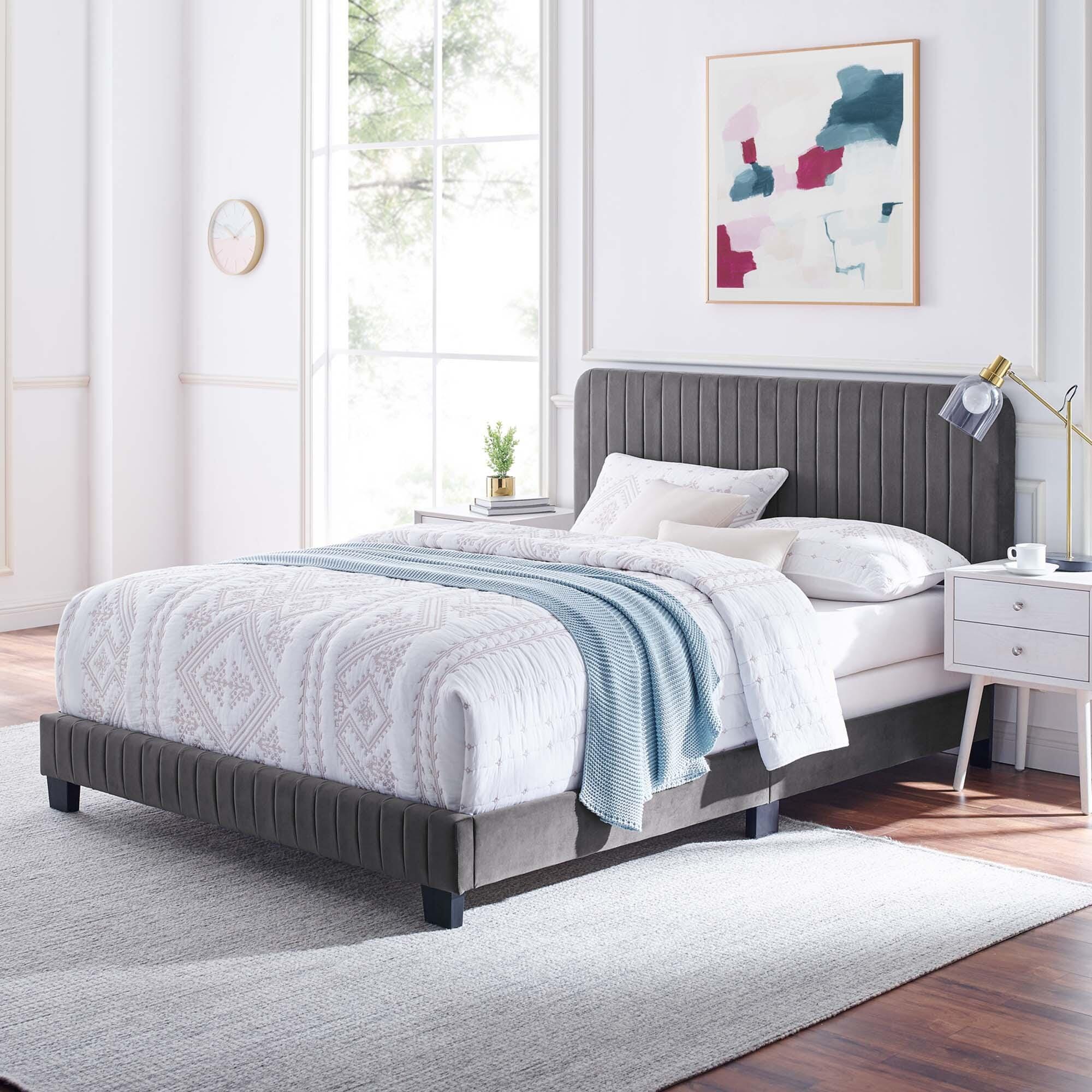 Click here for Modway Celine Full Channel Tufted Bed  Gray prices