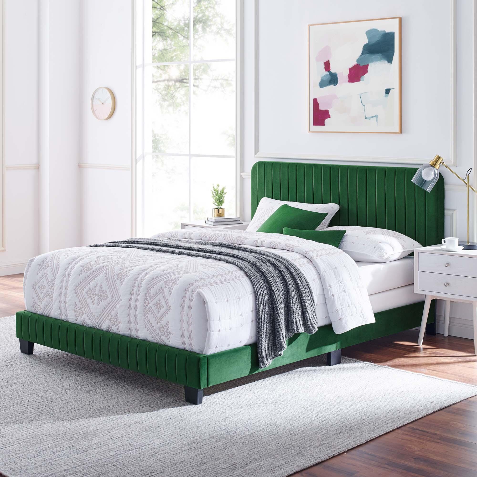 Click here for Modway Celine Full Channel Tufted Bed  Emerald prices