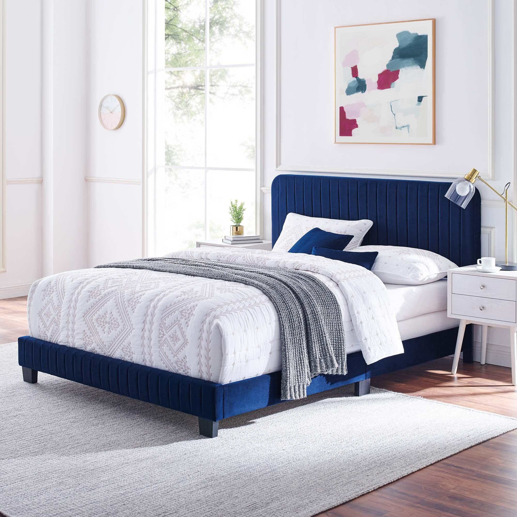 Click here for Modway Celine Full Channel Tufted Bed  Navy prices