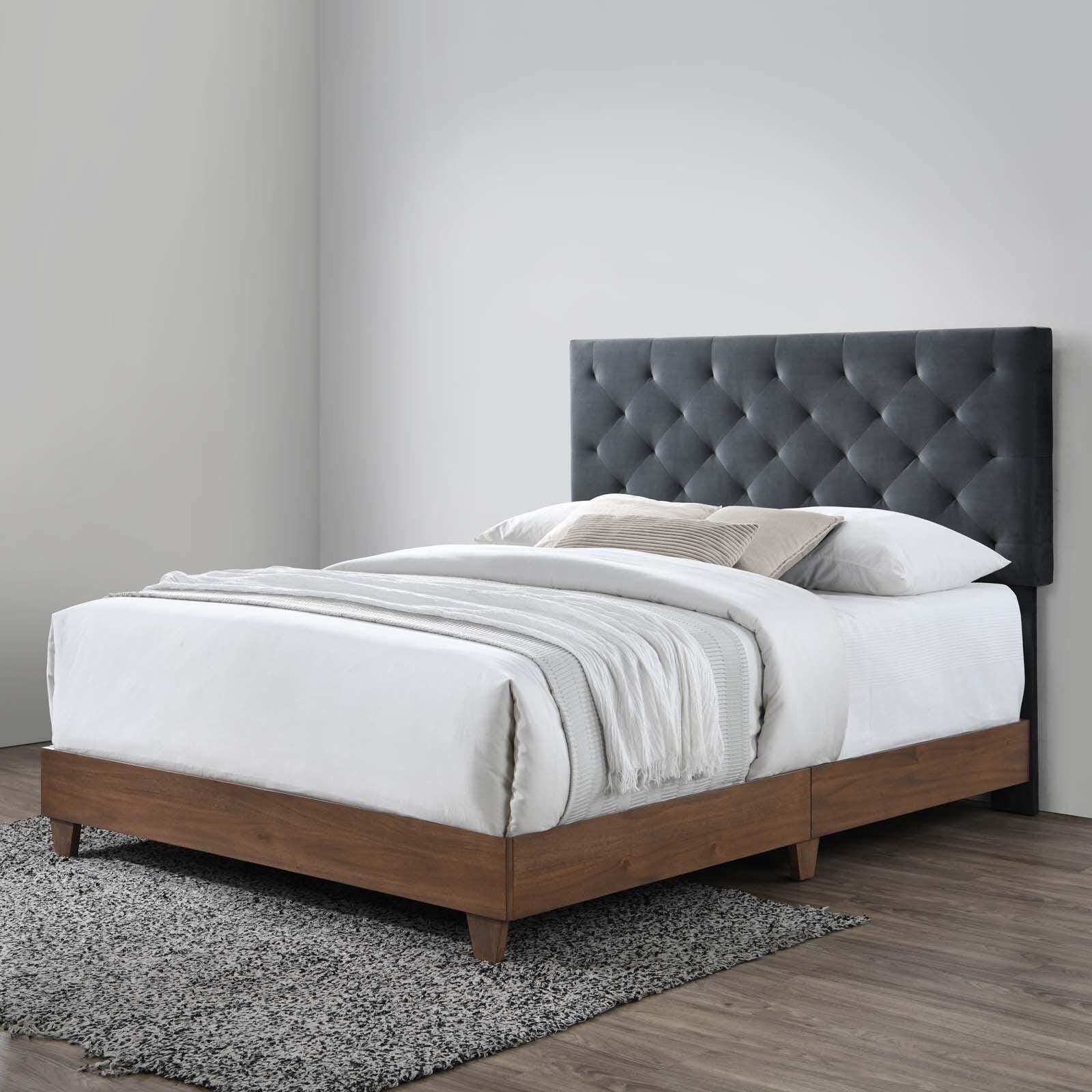 Click here for Modway Rhiannon Queen Upholstered Bed  Walnut/Char... prices