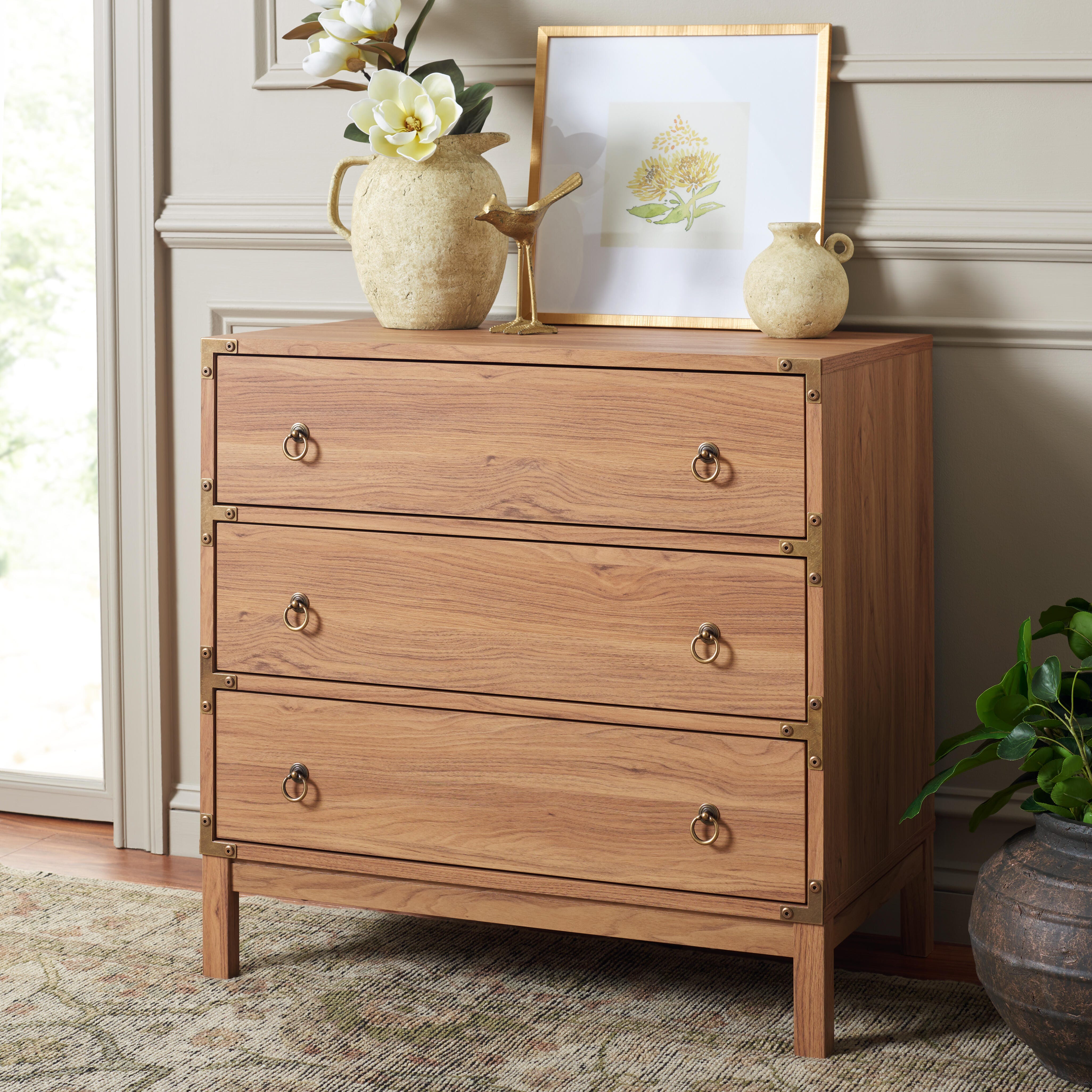 Click here for Safavieh Galio 31 3 Drawer Chest of Drawers  Oak/G... prices