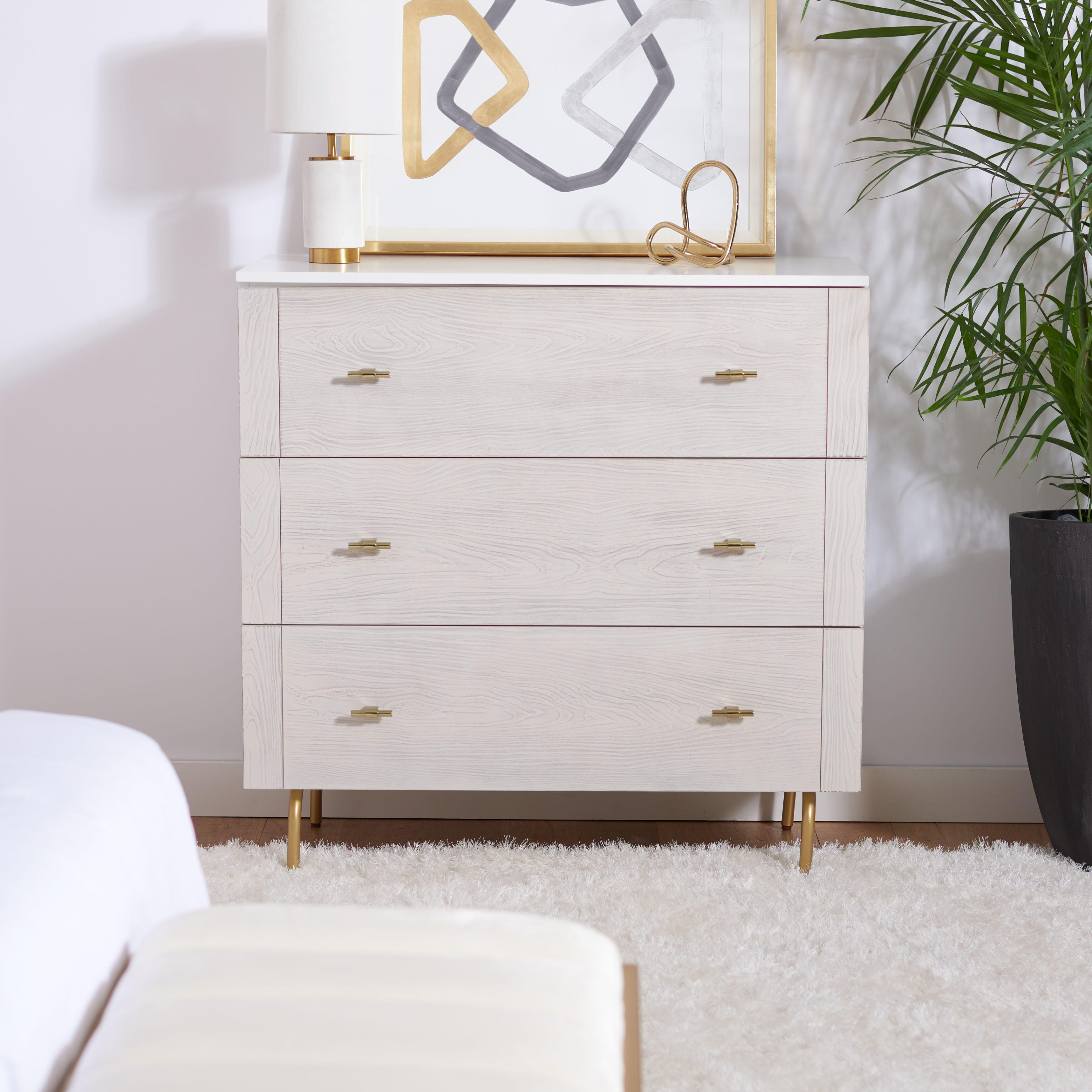 Click here for Safavieh Genevieve 36 3 Drawer Dresser  White/Whit... prices