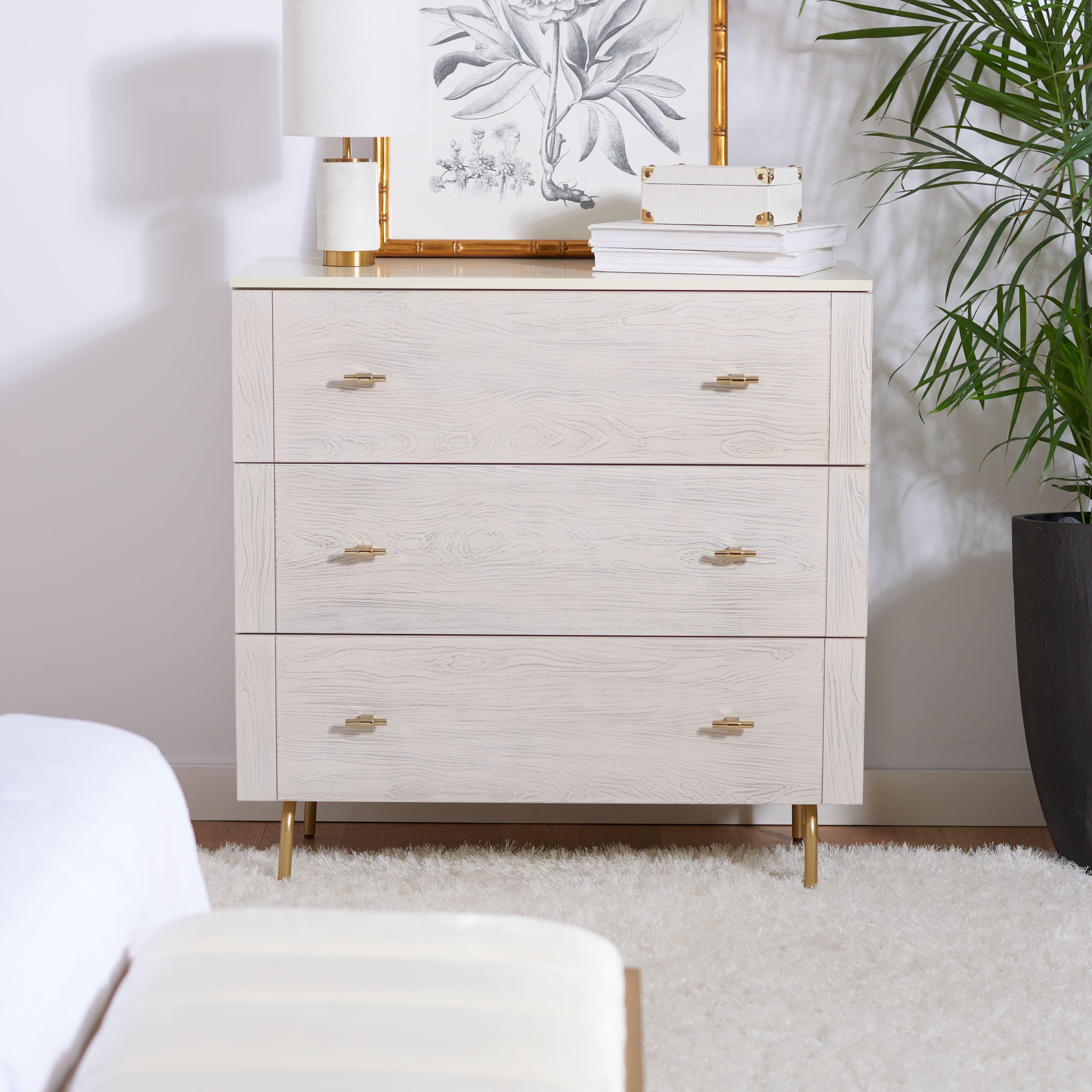 Click here for Safavieh Genevieve 36 3 Drawer Dresser  Cream/Whit... prices