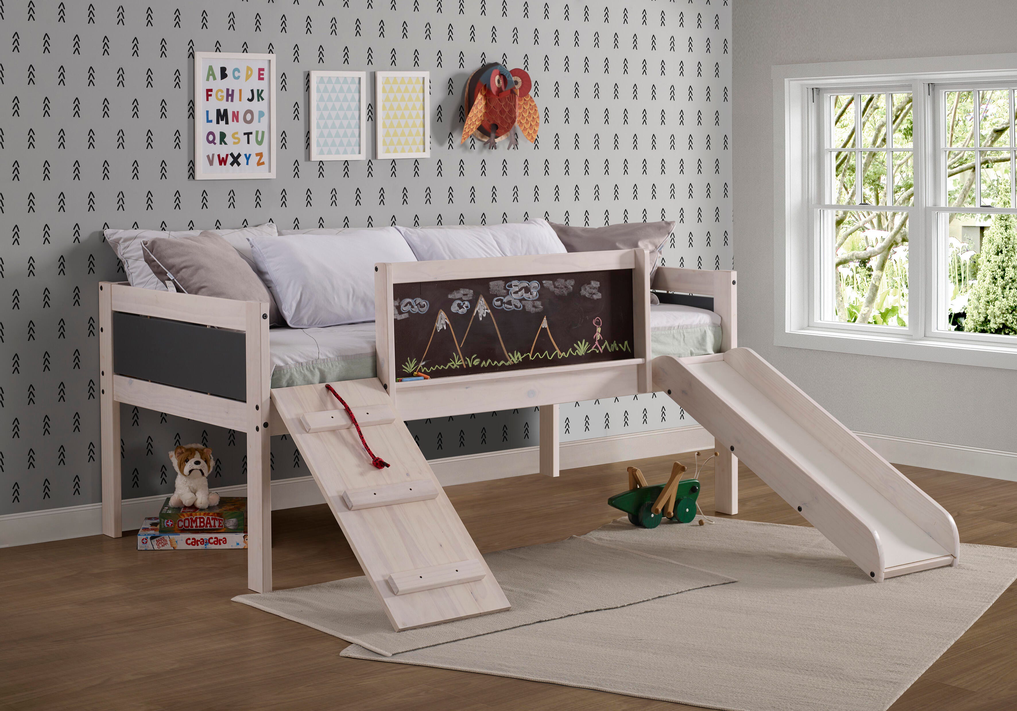 Click here for Art & Play Twin Low Loft Bed with Slide  White Was... prices