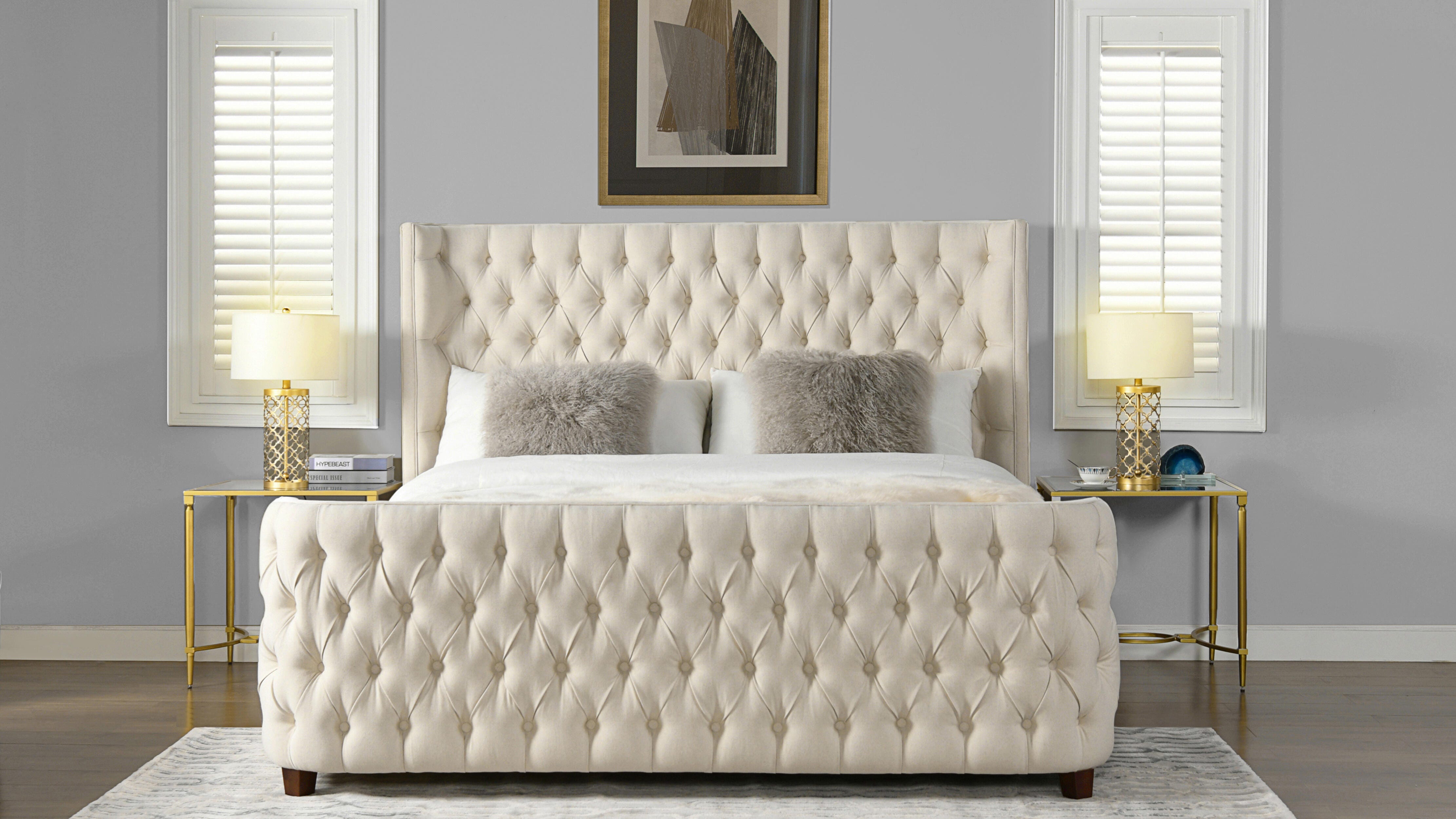 Click here for Jennifer Taylor Brooklyn King Tufted Panel Bed  Li... prices