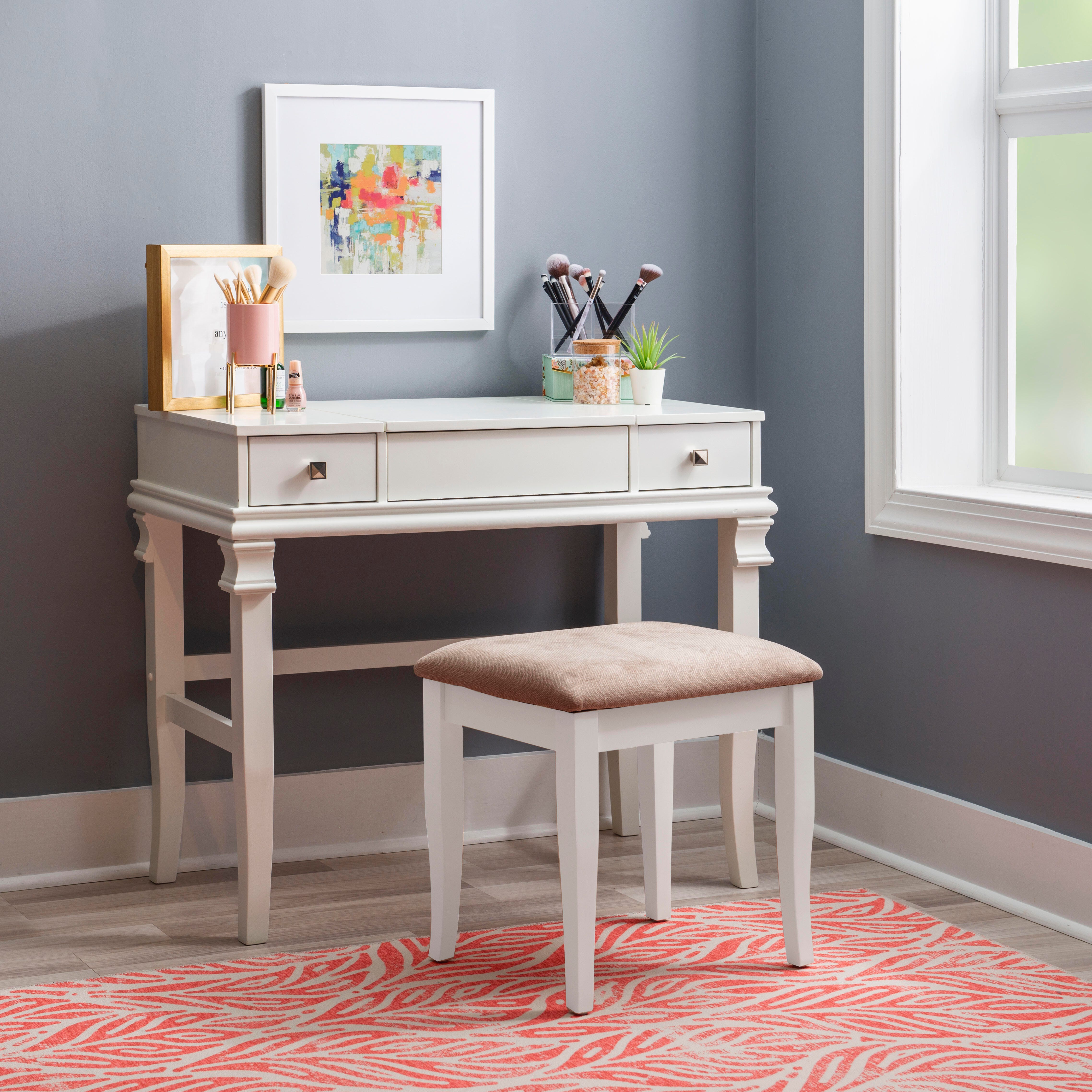 Click here for Linon Angela Vanity Set  White prices