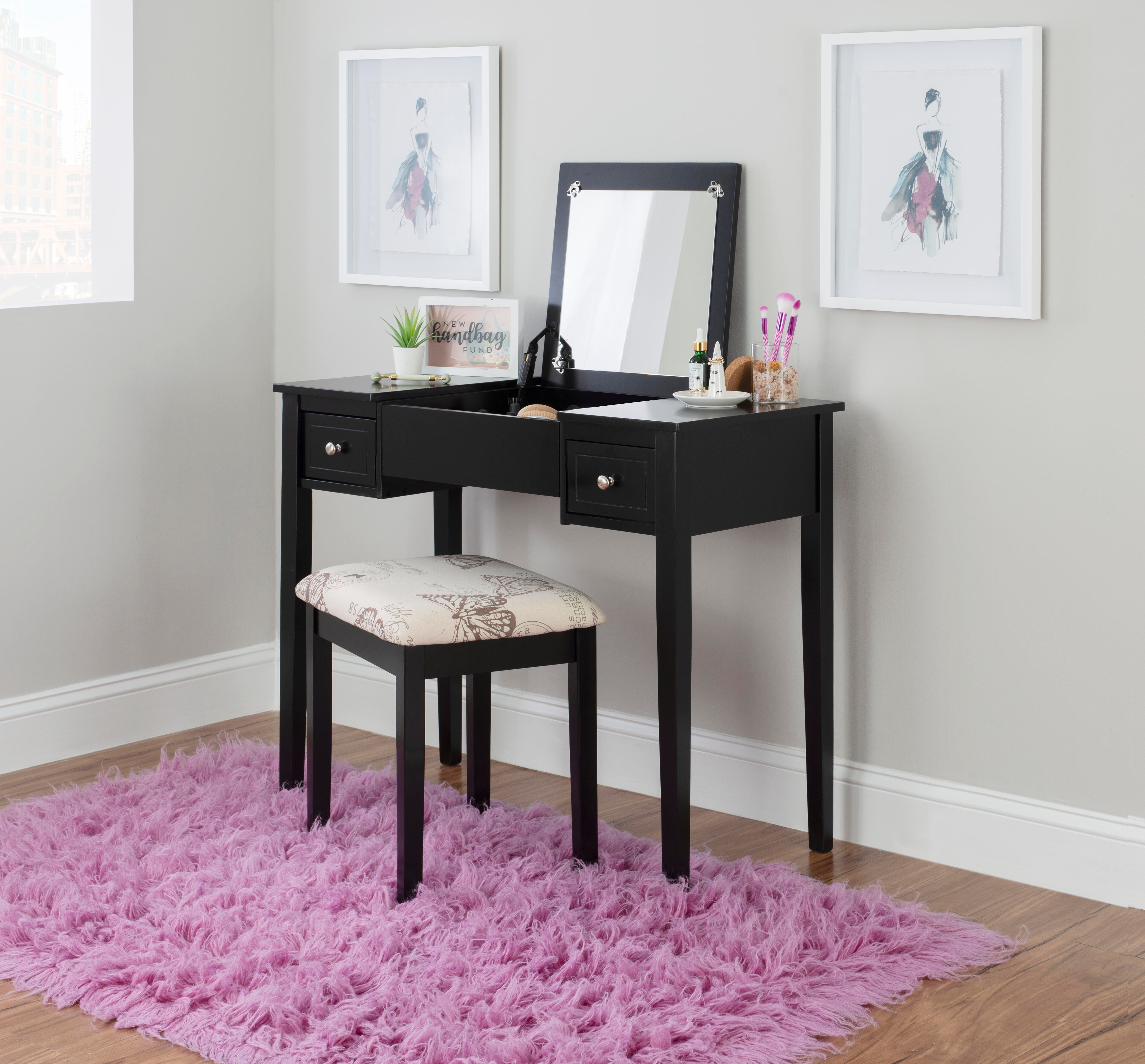 Click here for Linon Kensley Butterfly Vanity Set  Black prices