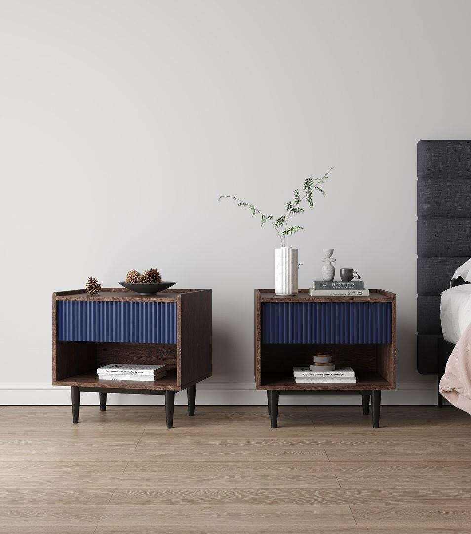 Click here for Manhattan Comfort Duane Ribbed 1-Drawer Nightstand... prices