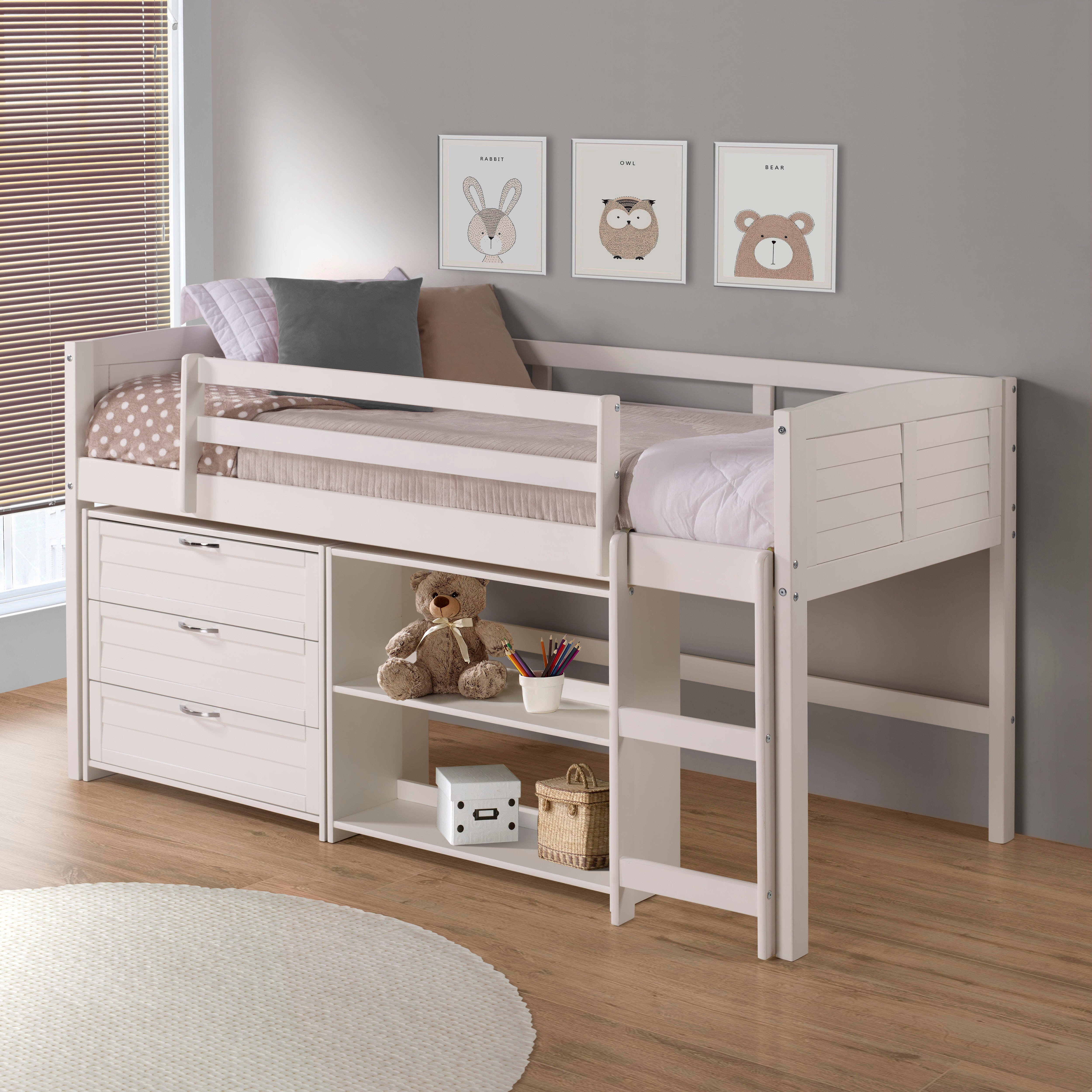 Click here for Donco Kids Louver Twin Modular Loft Bed  White prices