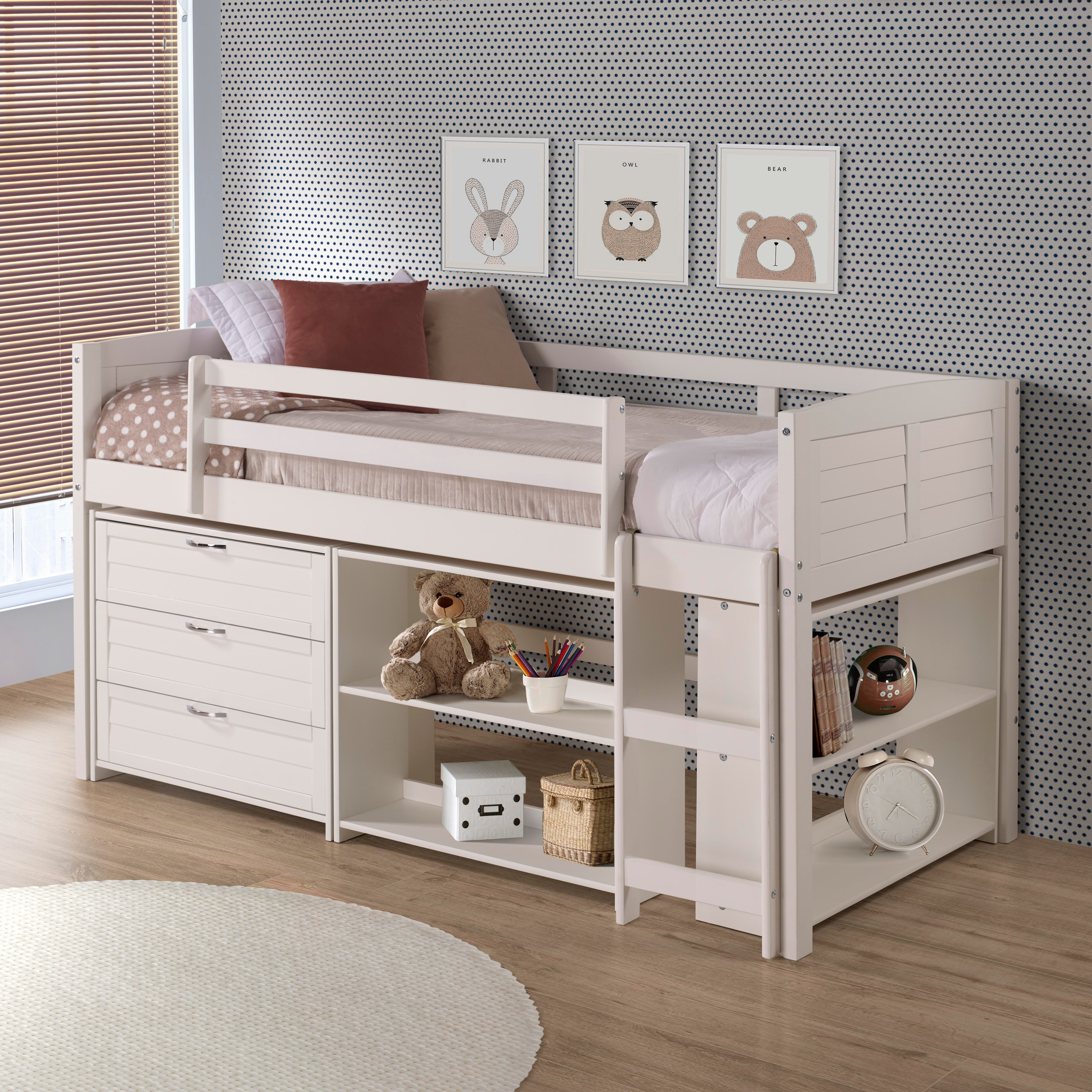 Click here for Donco Kids Louver Twin Modular Loft Bed  White prices