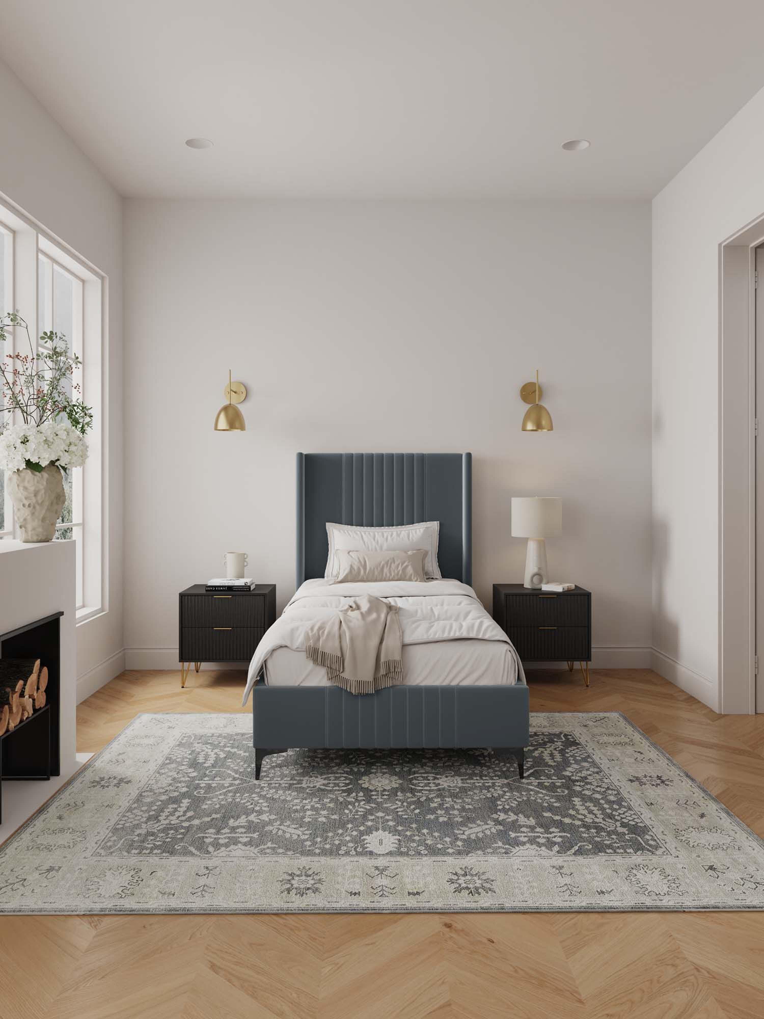 Click here for Manhattan Comfort Promenade Twin Wingback Bed  Gra... prices