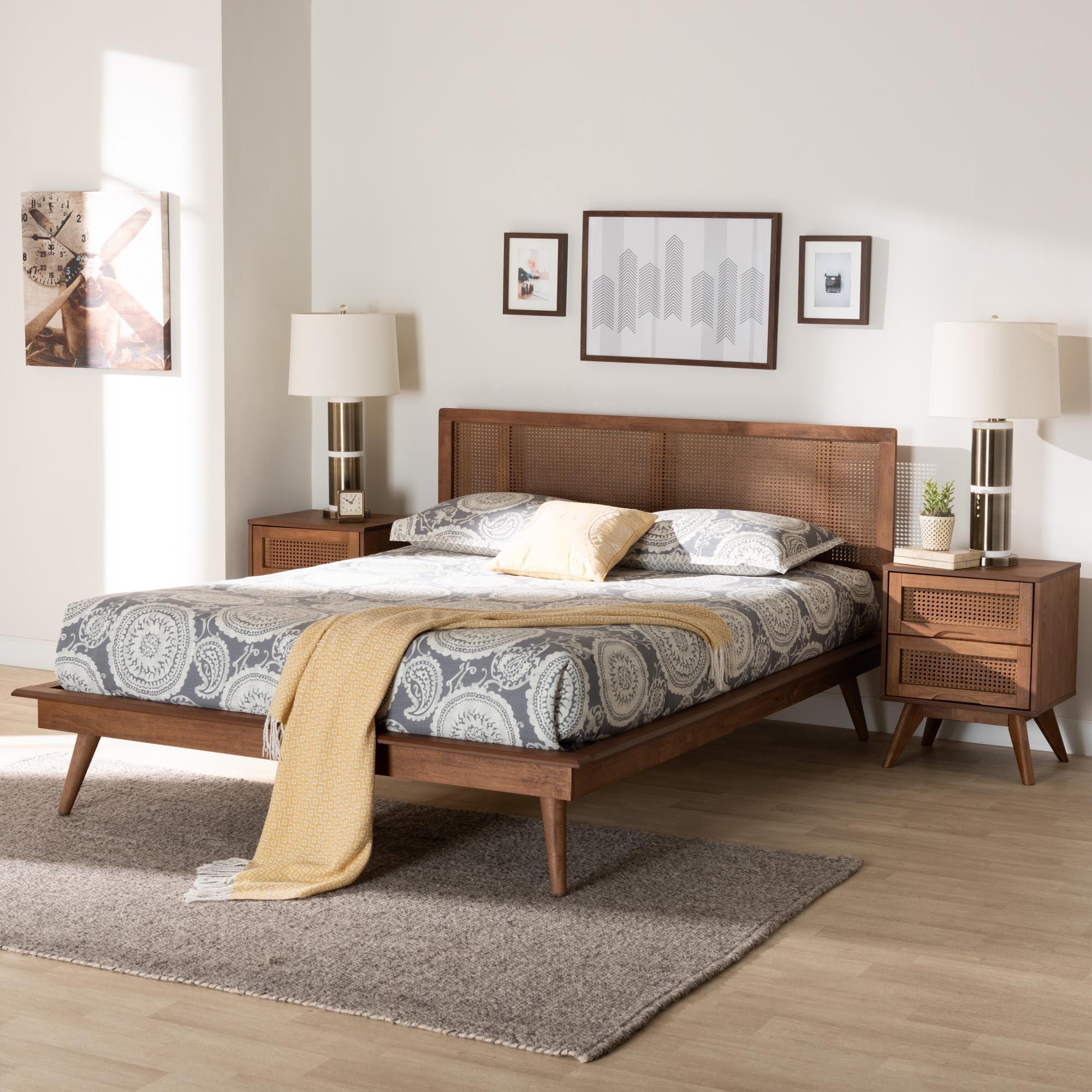 Click here for Baxton Studio Nura Full Panel Bed with 2 Nightstan... prices
