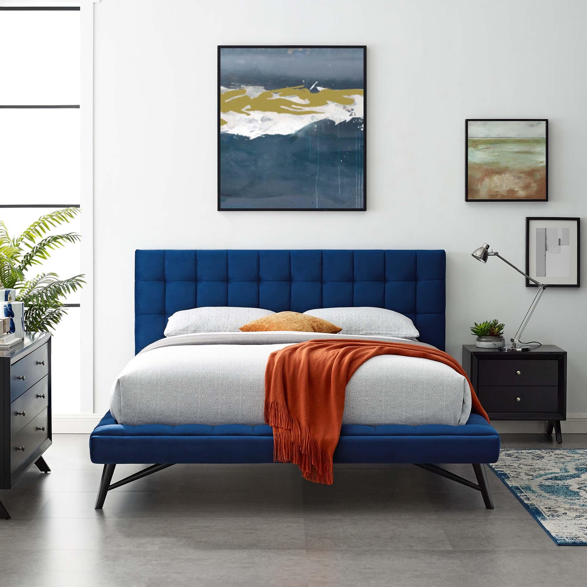 Click here for Modway Julia Queen Platform Bed  Navy prices