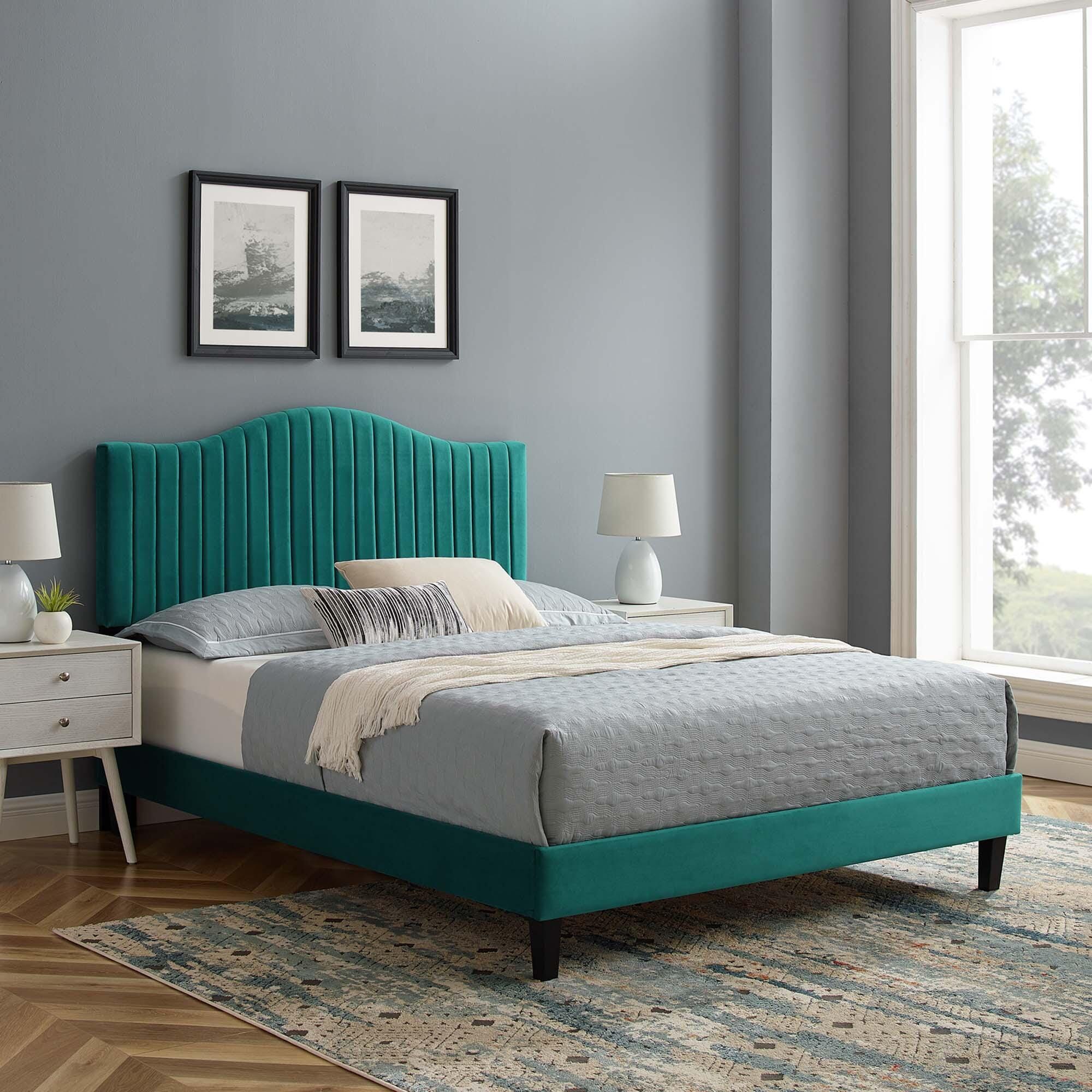 Click here for Modway Juniper Tufted Full Platform Bed  Teal prices