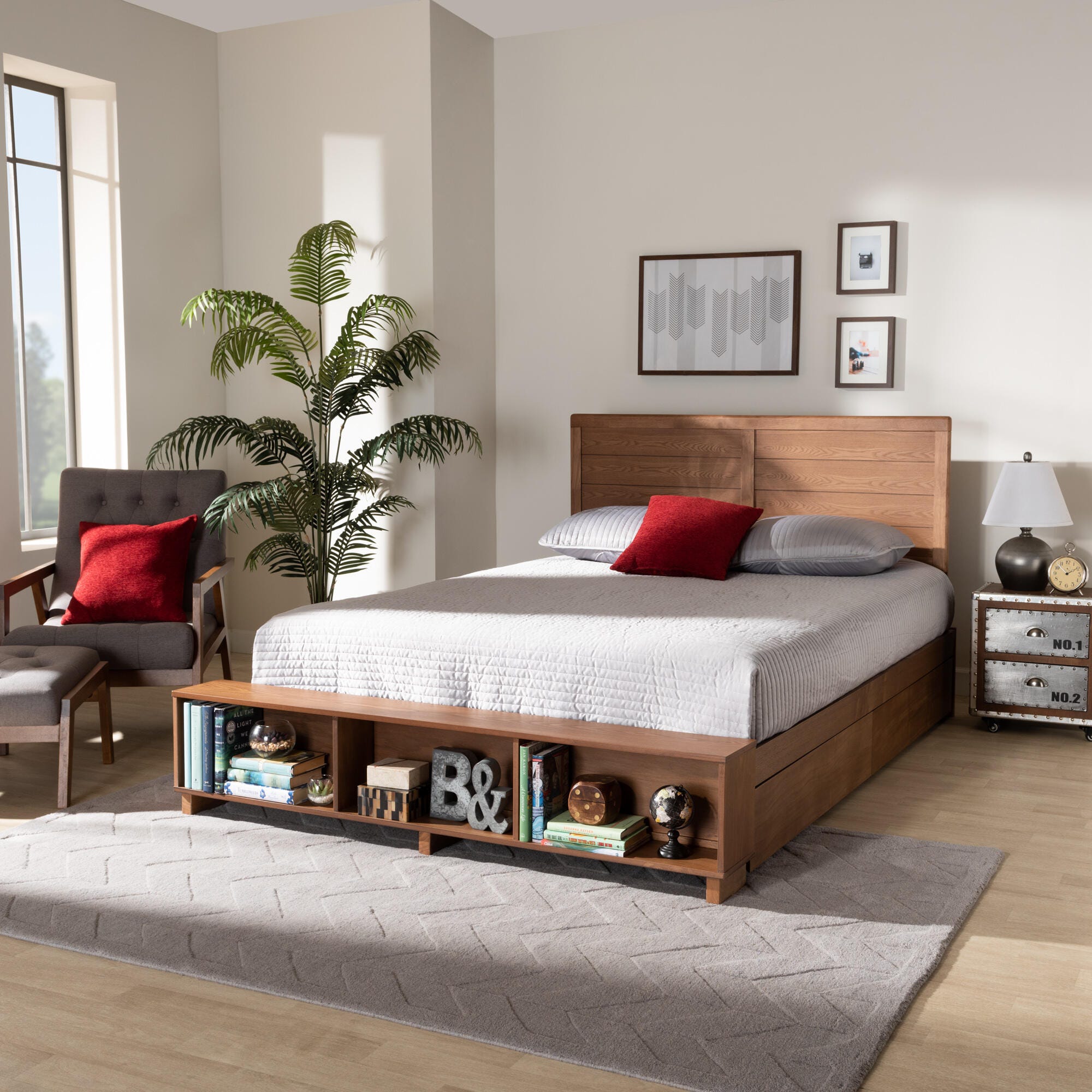Click here for Baxton Studio Alba Queen Platform Bed With Storage... prices