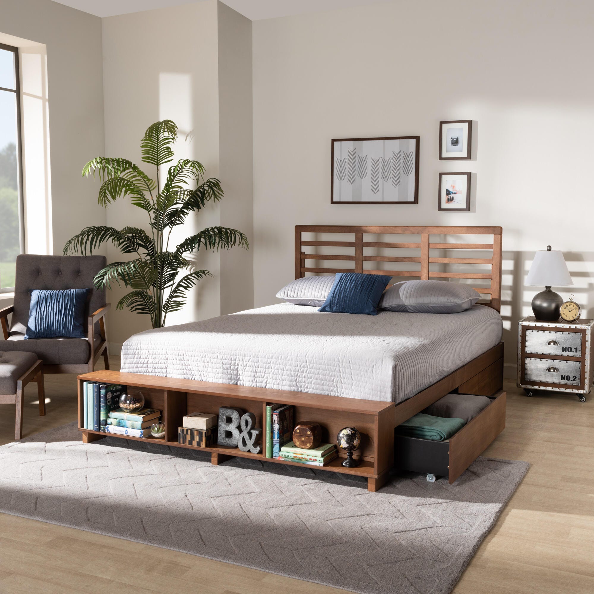 Click here for Baxton Studio Milana Queen Platform Bed With Stora... prices