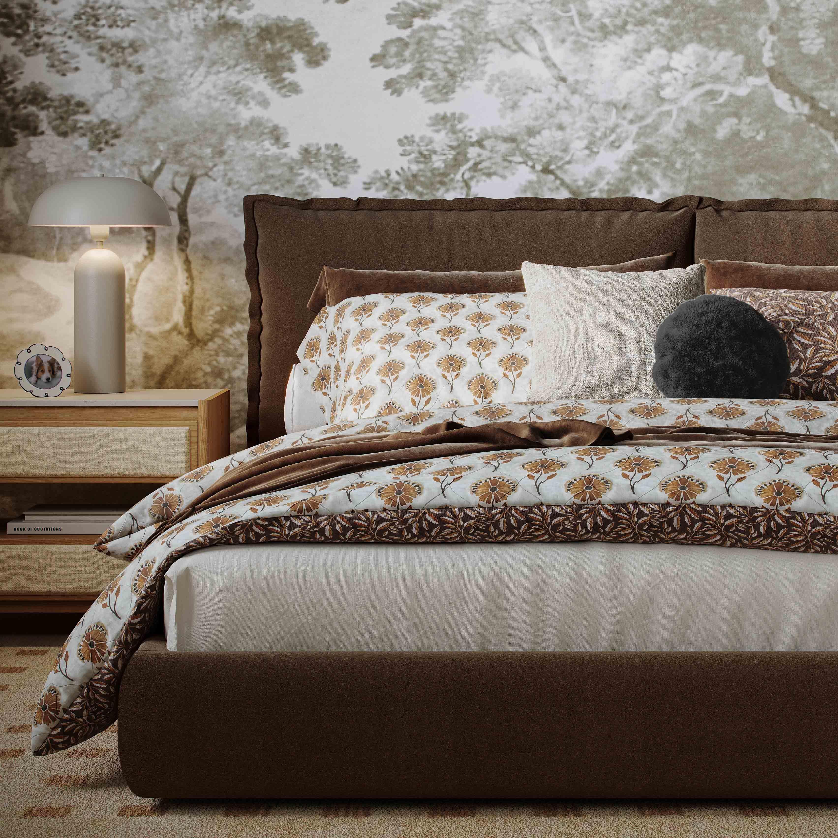 Click here for TOV Furniture Mel King Upholstered Bed  Brown prices
