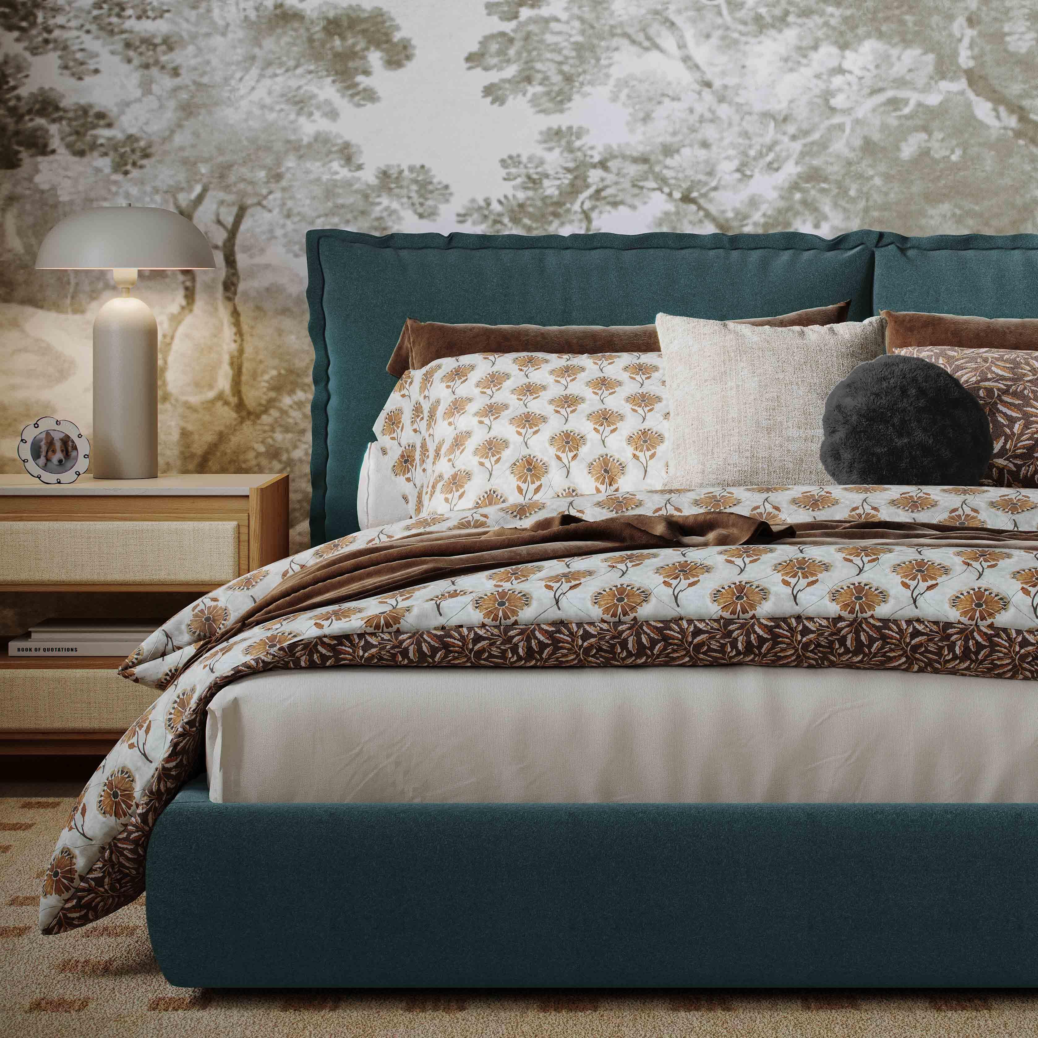 Click here for TOV Furniture Mel King Upholstered Bed  Teal prices