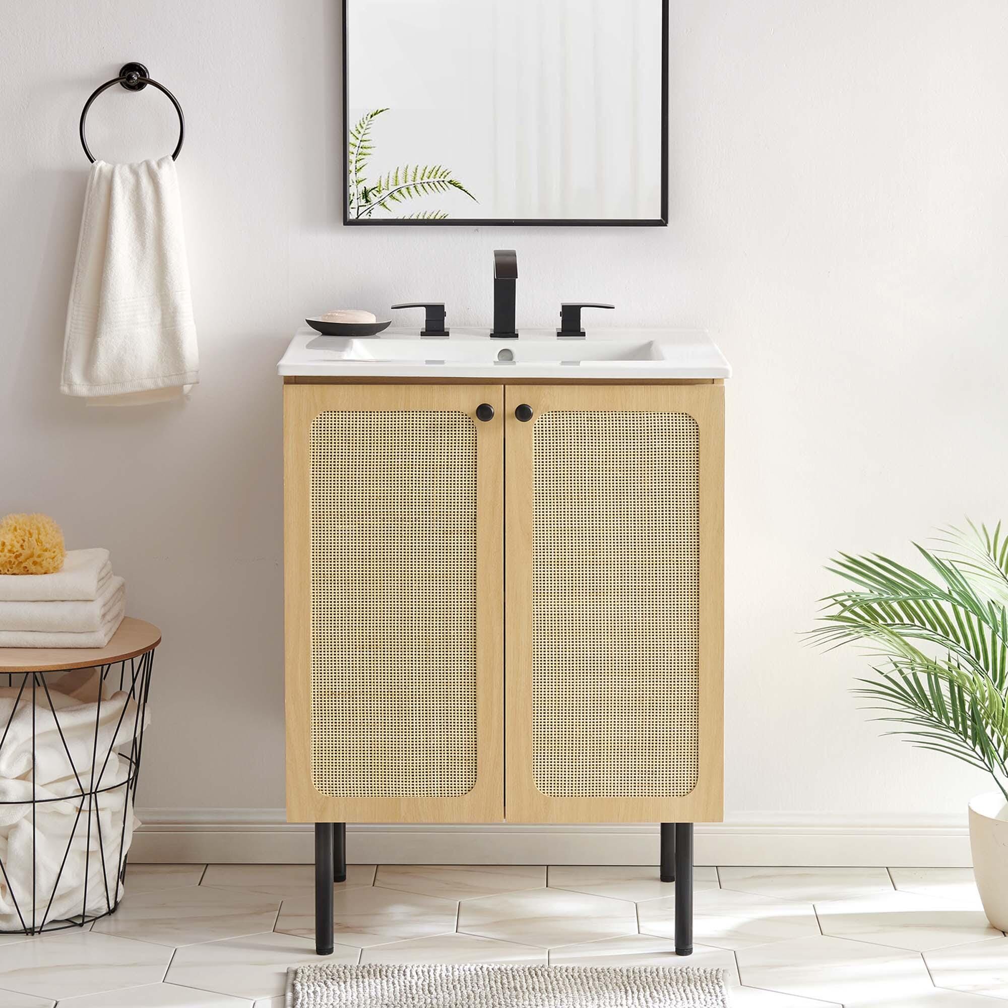 Click here for Modway Chaucer 25 Bathroom Vanity  Oak/White prices