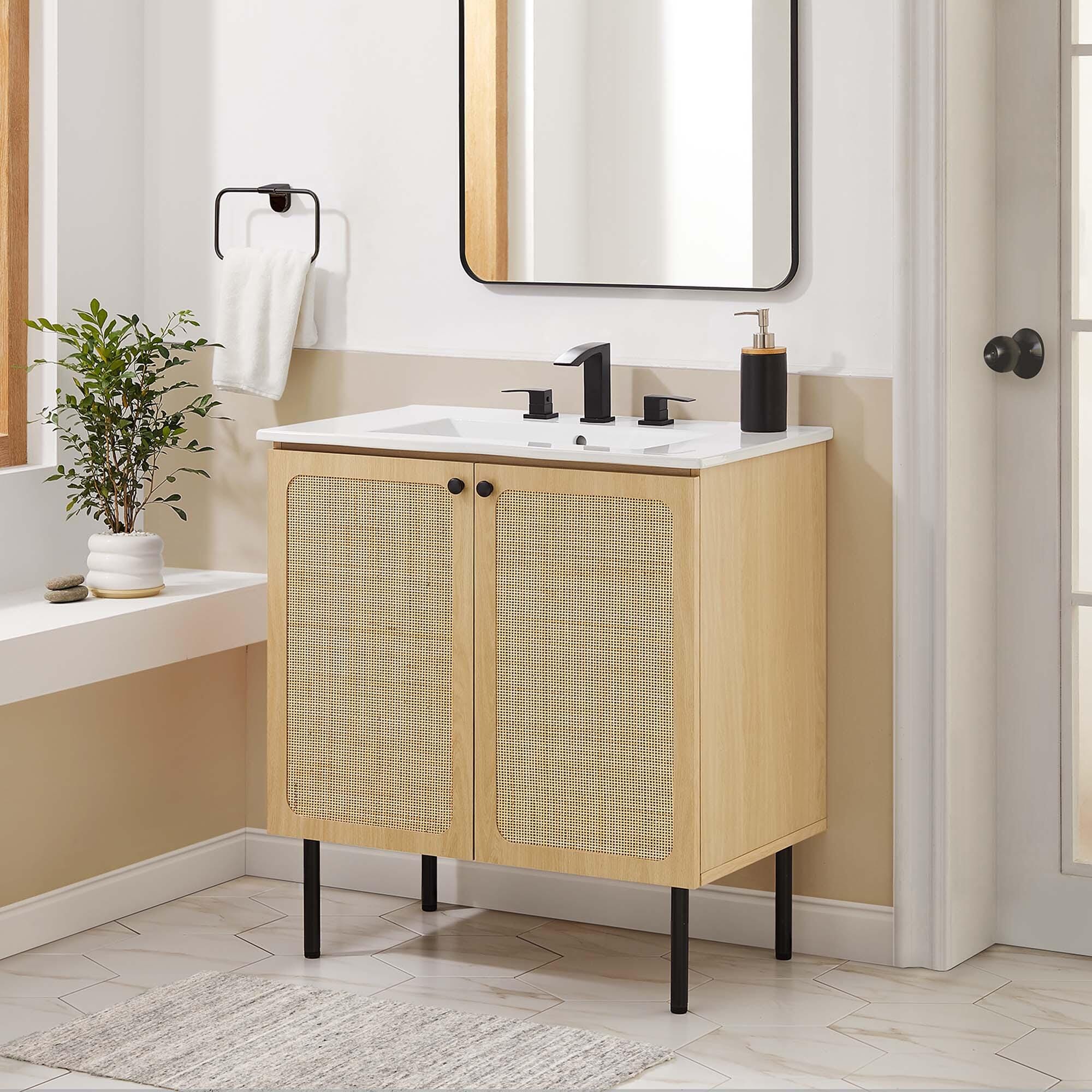 Click here for Modway Chaucer 30 Bathroom Vanity  Oak/White prices