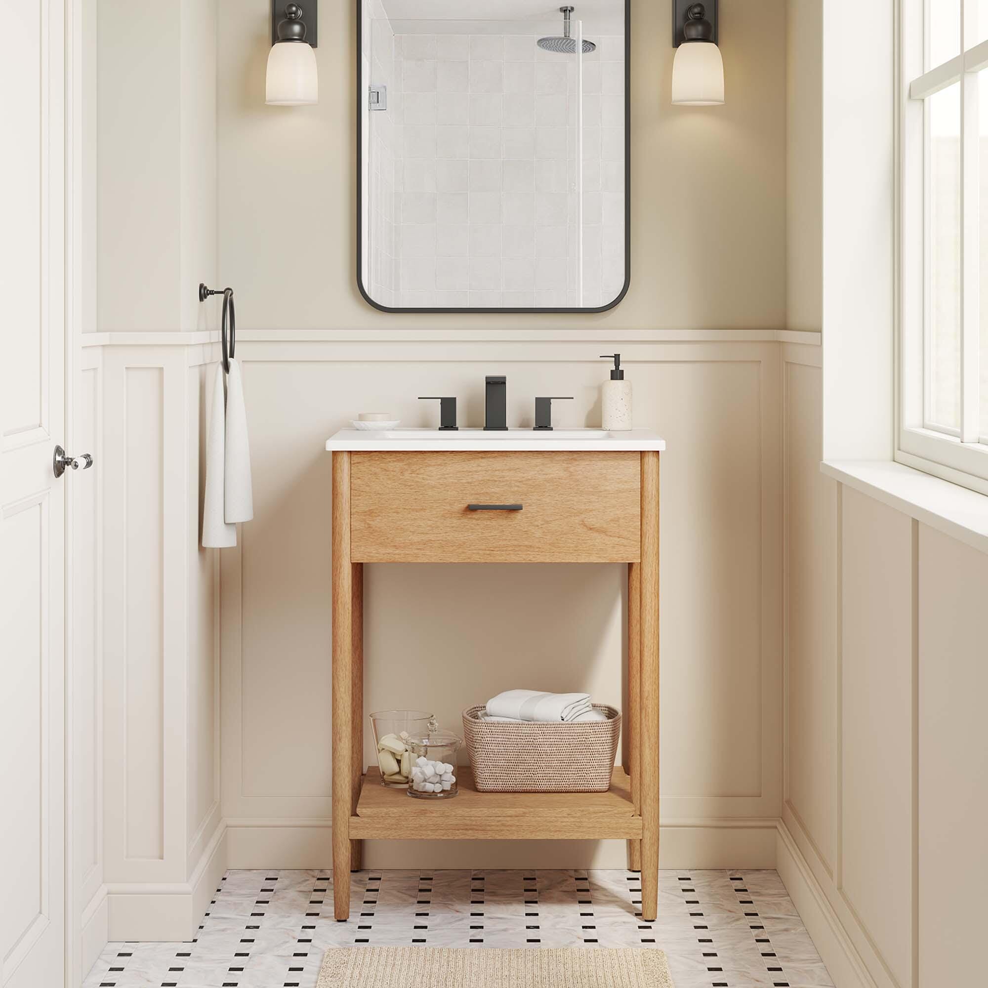 Click here for Modway Zaire 24 Bathroom Vanity  Natural/White prices